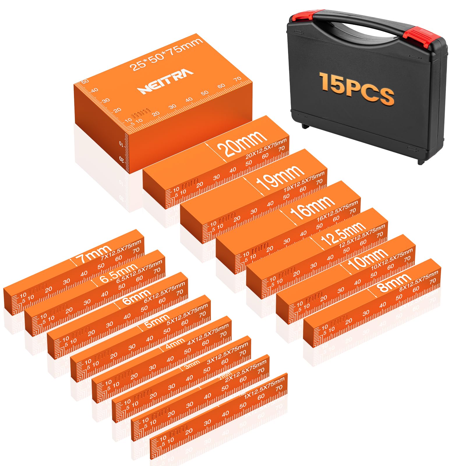 Neitra Metric Setup Blocks - 15 PCS Aluminum Height Precision Measuring ...