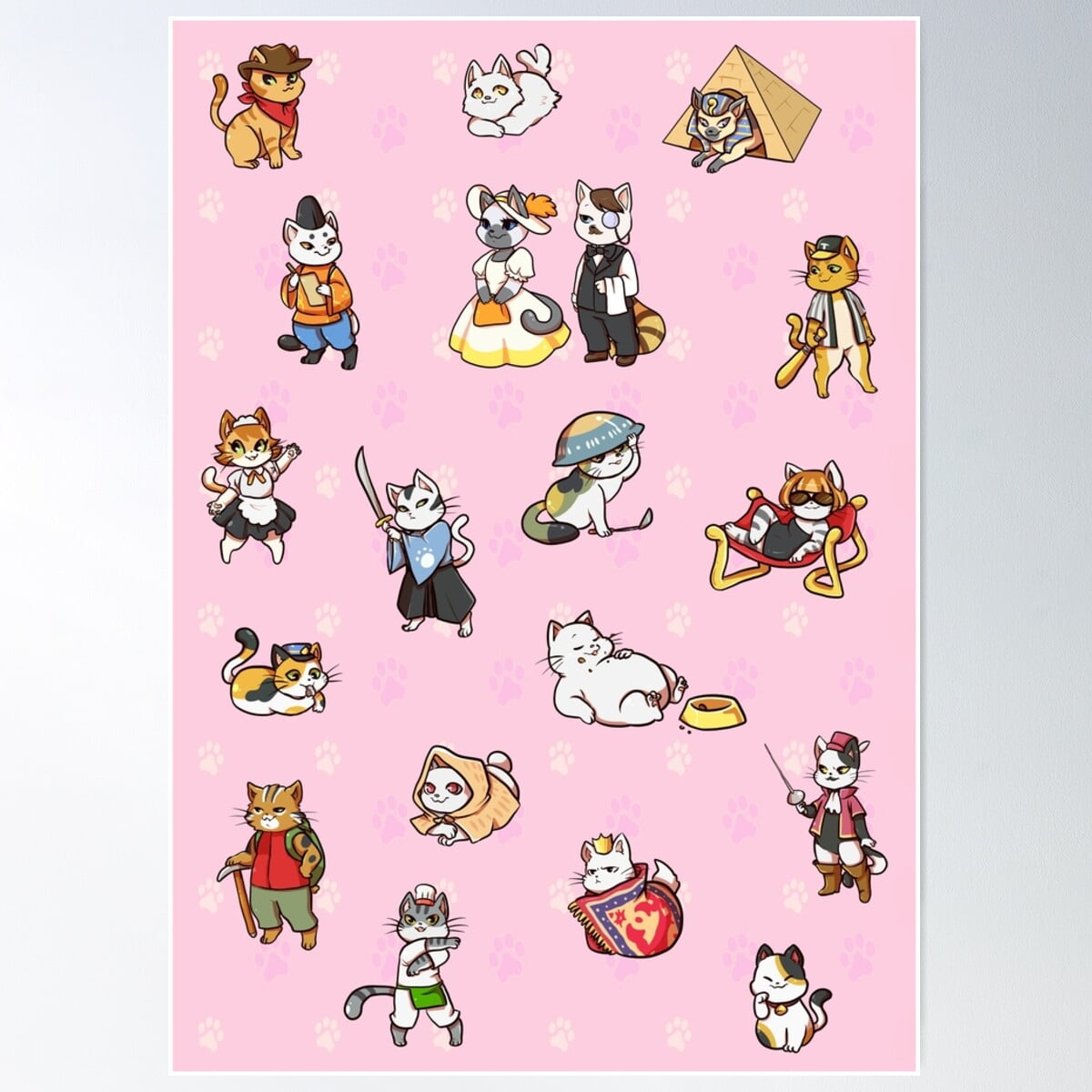 Neko Atsume Poster Wall Art, Modern Wall Decor For Living Room Bedroom ...