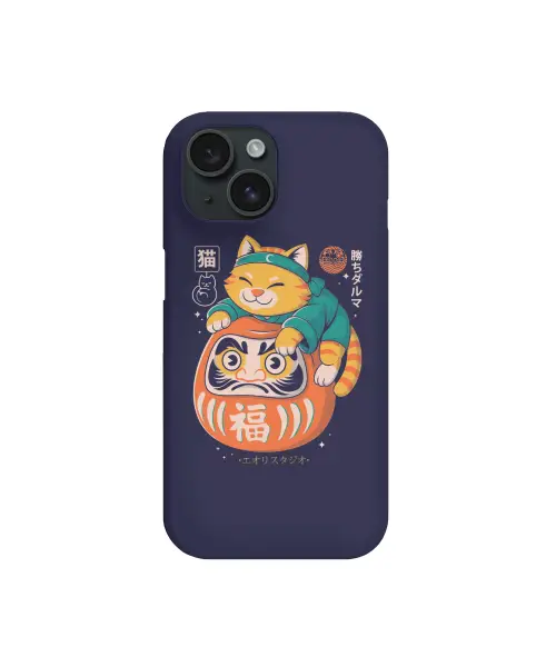Neko Daruma Hug Japanese Doll Phone Case for iPhone 16 15 14 13 12 11 ...