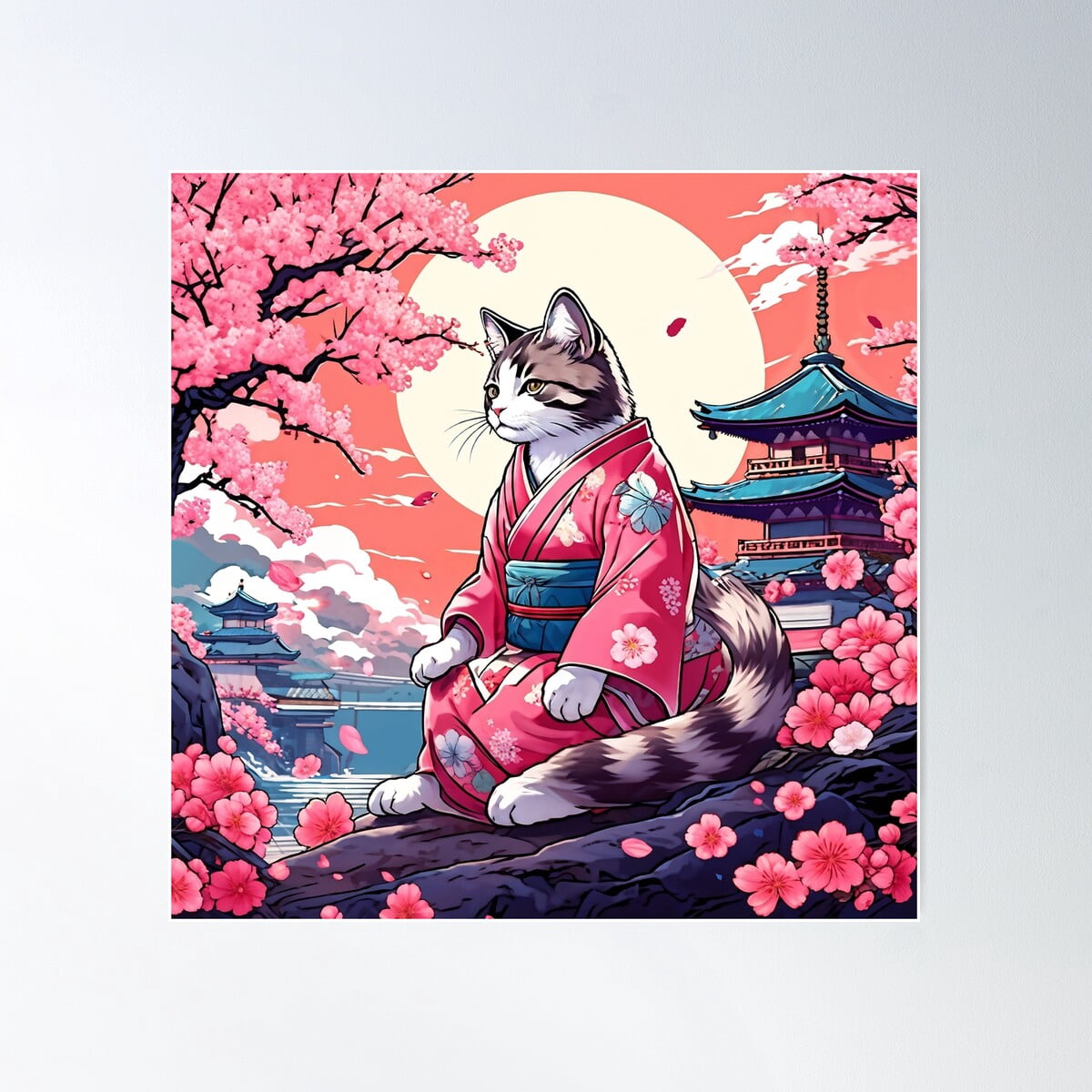Neko Harmony: Retro Japanese Cat Delight For Feline Aficionados Poster ...