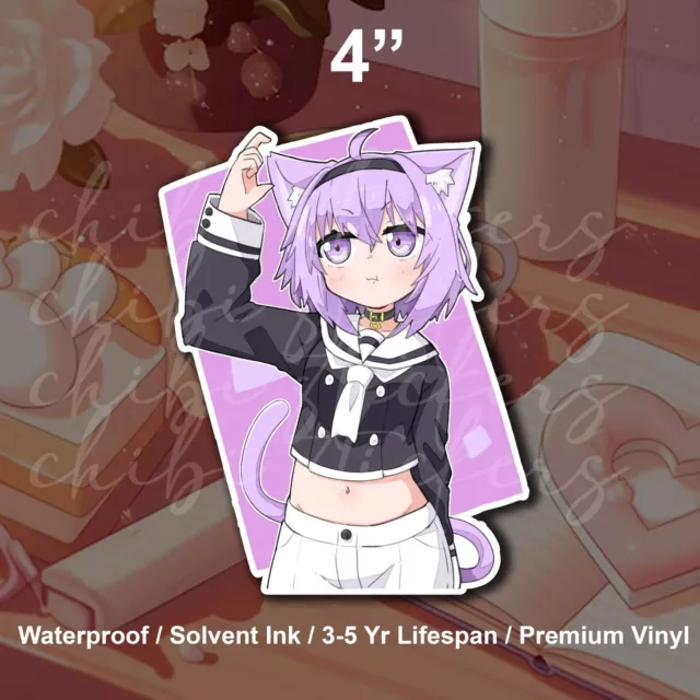 Nekomata Okayu Purple Hair Cat Ears Sticker Vinyl Sticker Waterproof ...