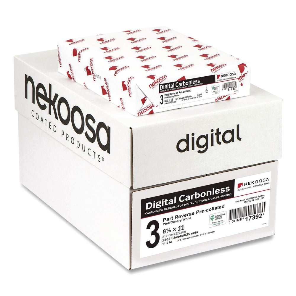 Nekoosa 17392 8-1/2 in. x 11 in. Fast Pack Digital Carbonless Paper ...