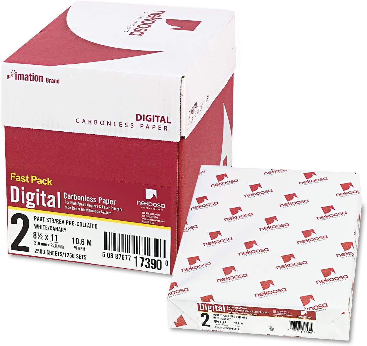 Nekoosa Fast Pack Digital Carbonless Paper, 2-Part, 8.5 X 11, White ...