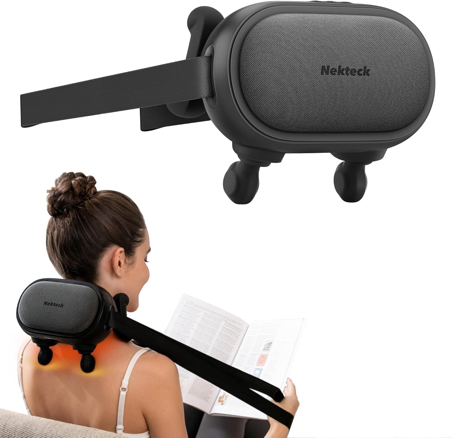 Nekteck Cordless Shiatsu Neck and Back Massager with Heat, 6D Deep ...