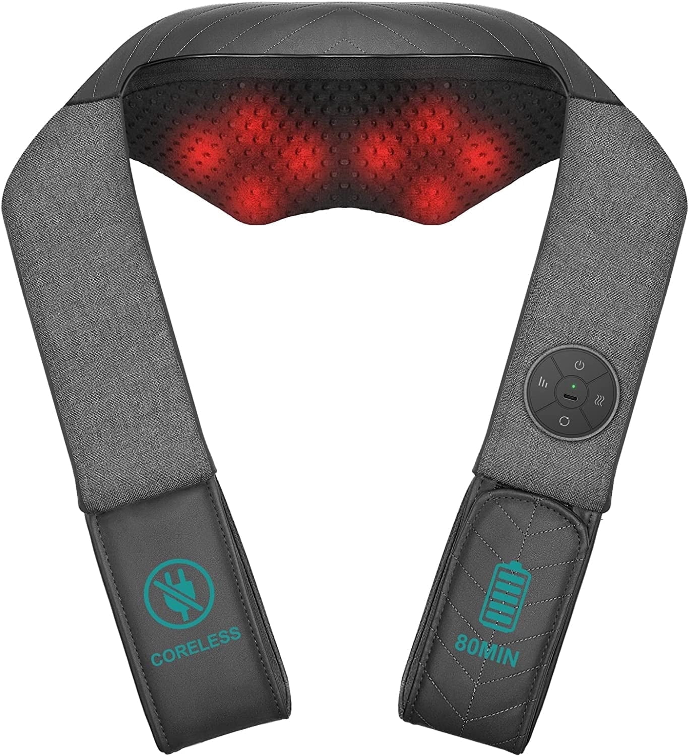 Nekteck Cordless Shiatsu Neck Massager with Heat for Pain Relief ...