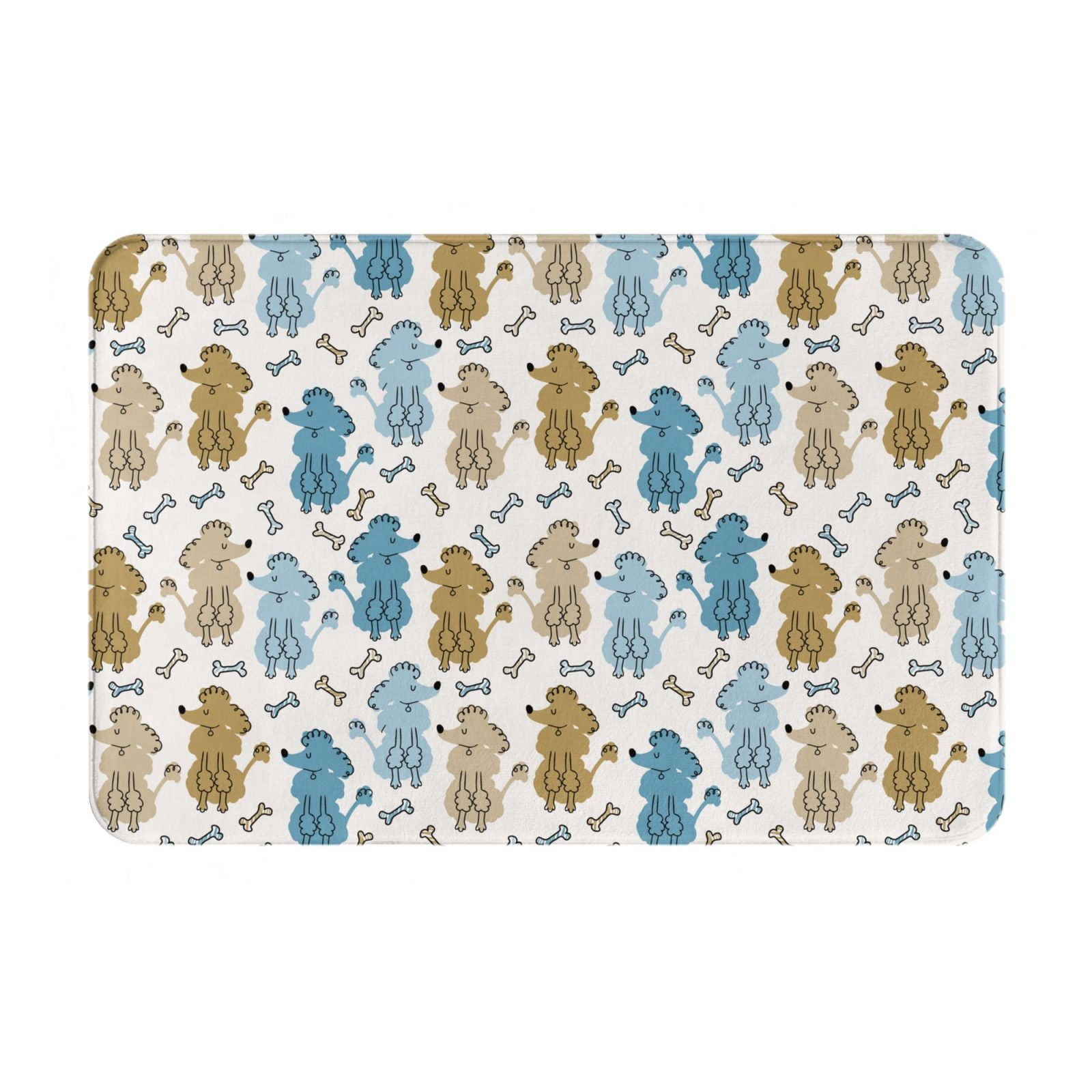 Nelaau Cartoon Poodle Dog Print Flannel Anti-slip Floor Mat 16x24in ...