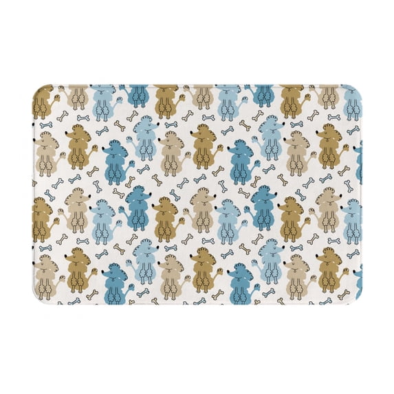 Nelaau Cartoon Poodle Dog Print Flannel Anti-slip Floor Mat 16x24in ...