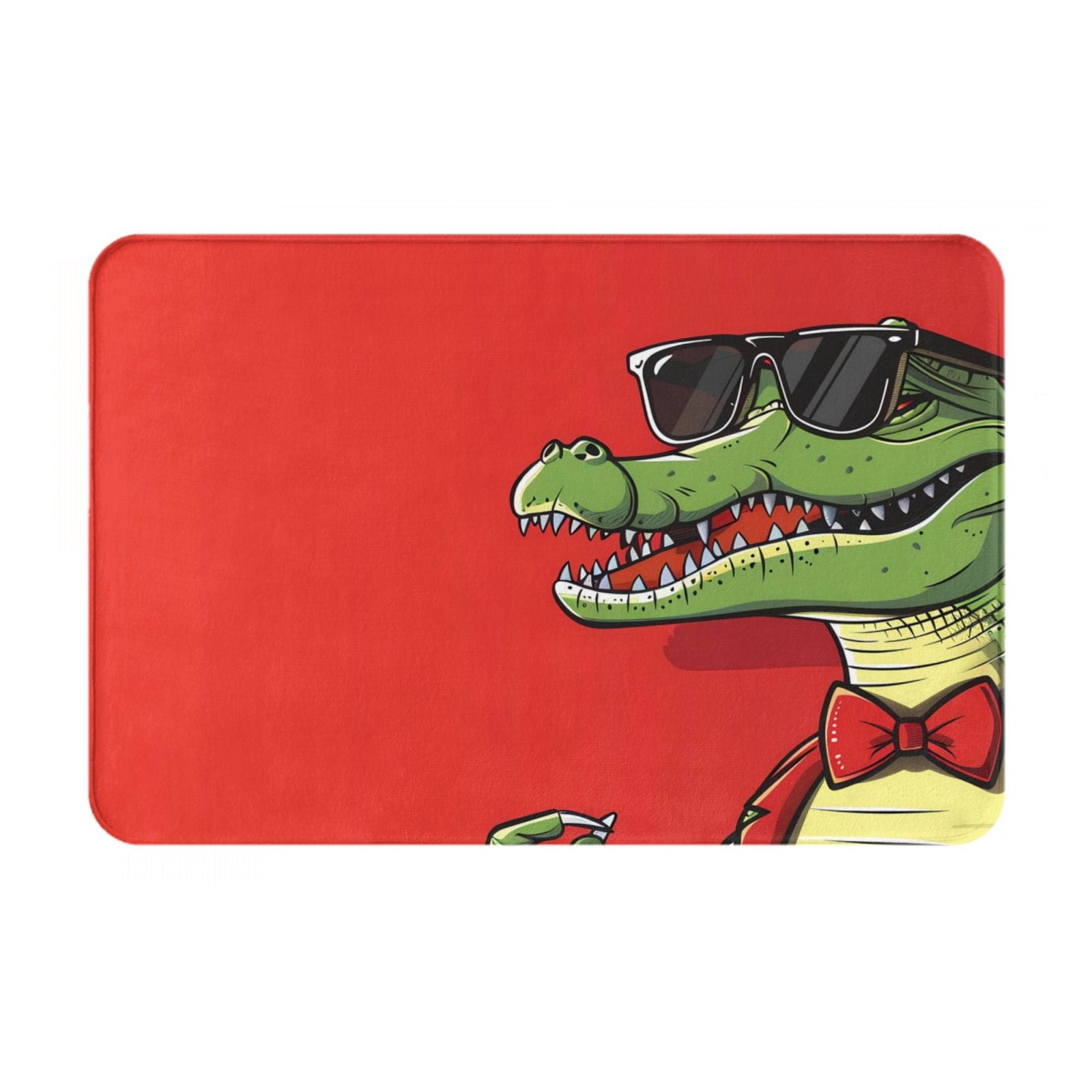 Nelaau Cool Crocodile With Sunglasses Print Flannel Anti-slip Floor Mat ...
