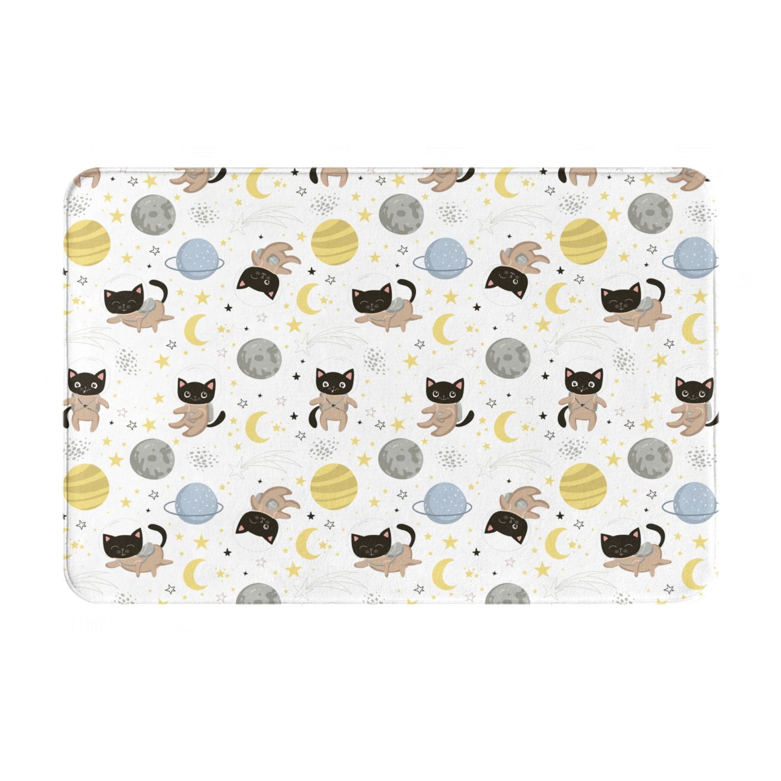 Nelaau Cute Cat Print Flannel Anti-slip Floor Mat 16x24in, Thick Carpet ...