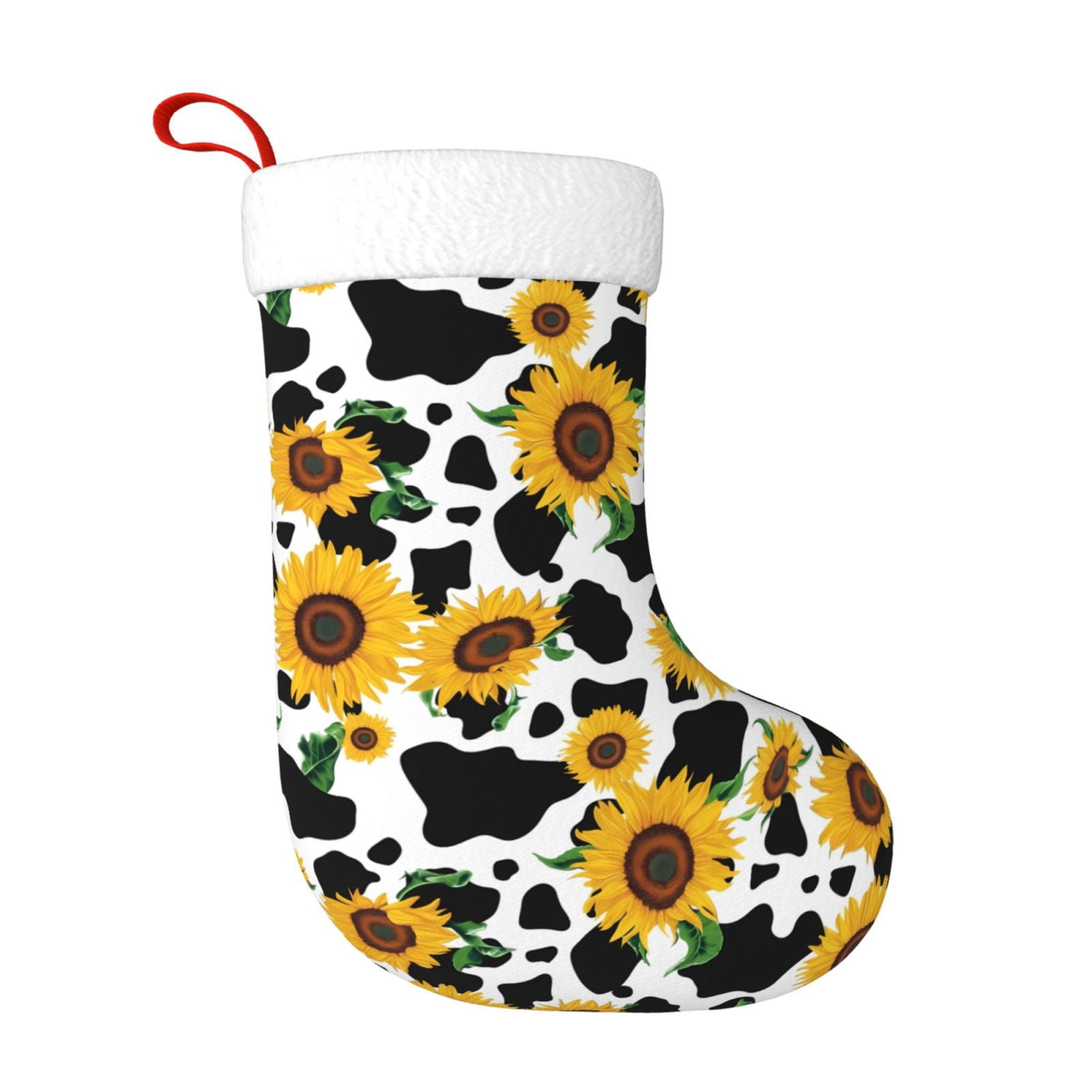 Nelaau Cute Cow Print Sunflower D for Christmas Decorative Stockings ...