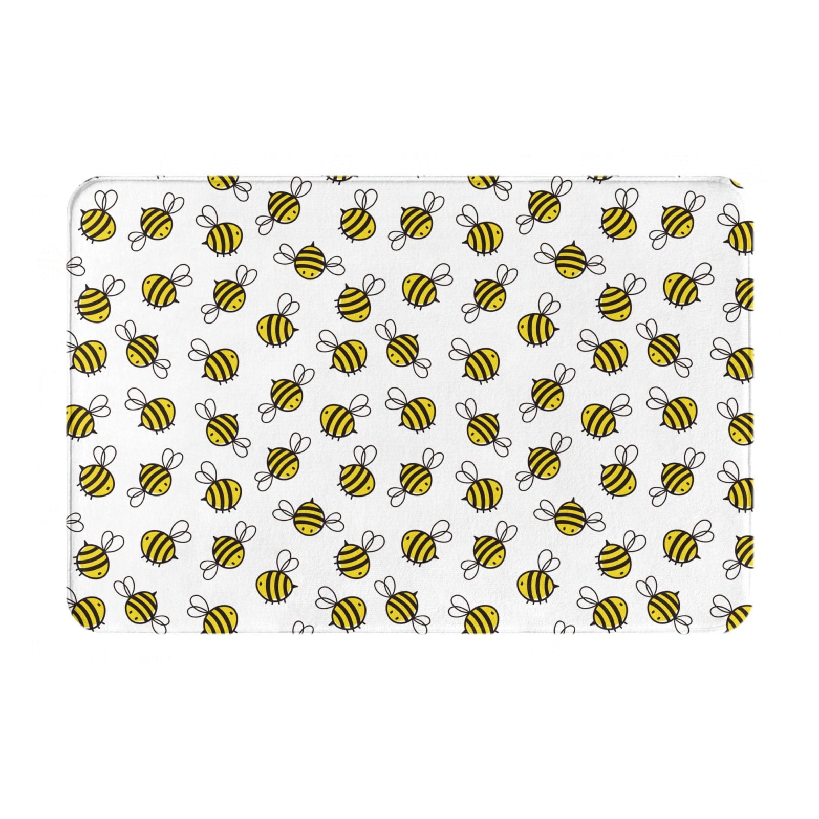 Nelaau Cute Little Bee Print Flannel Anti-slip Floor Mat 16x24in, Thick ...