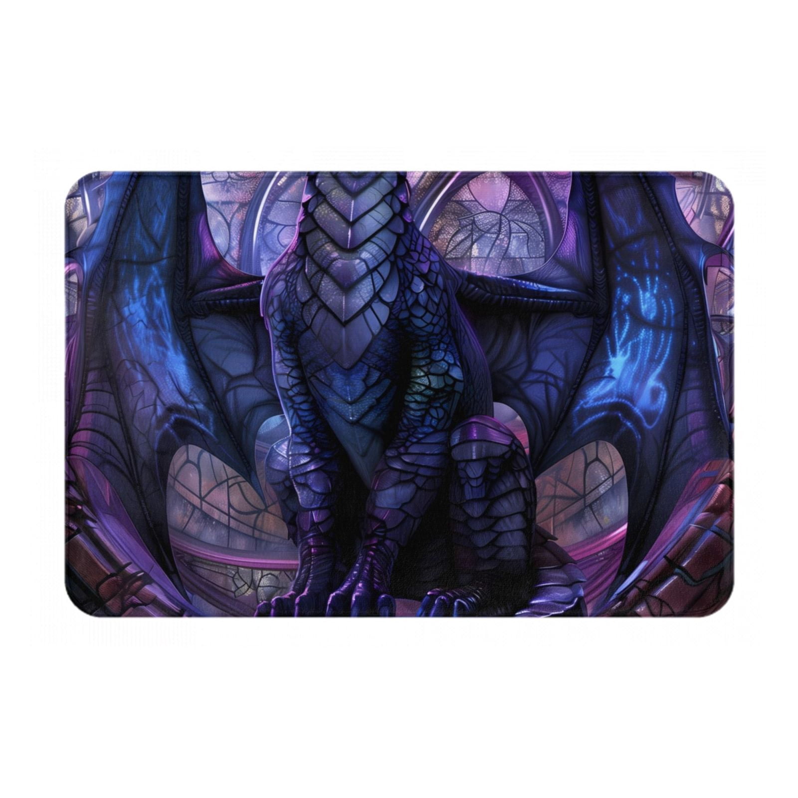 Nelaau Fantasy Dragon In Cathedral Print Flannel Anti-slip Floor Mat ...