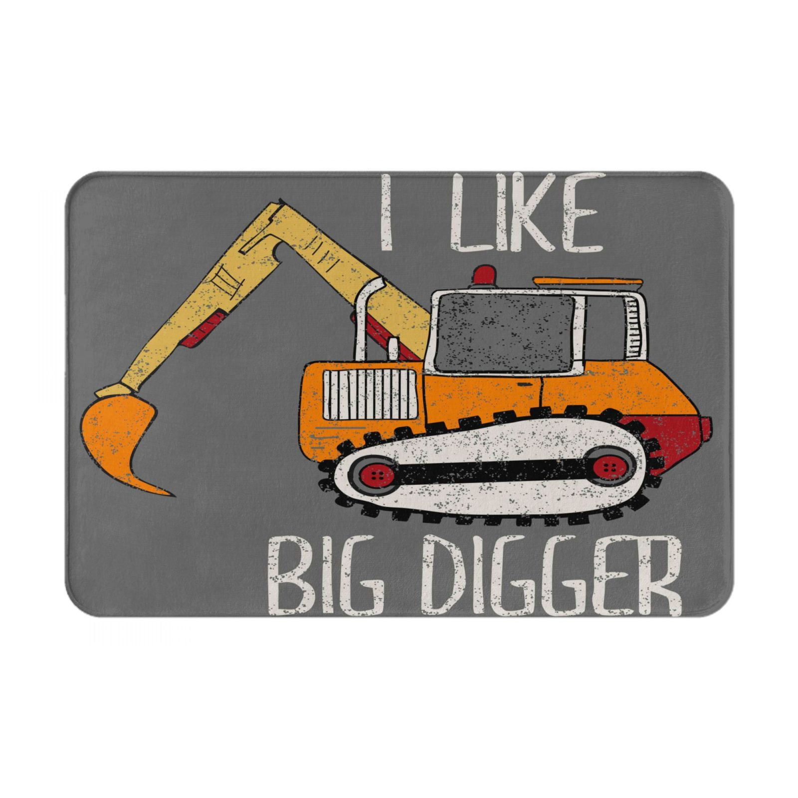 Nelaau I Like Big Digger Print Flannel Anti-slip Floor Mat 16x24in ...