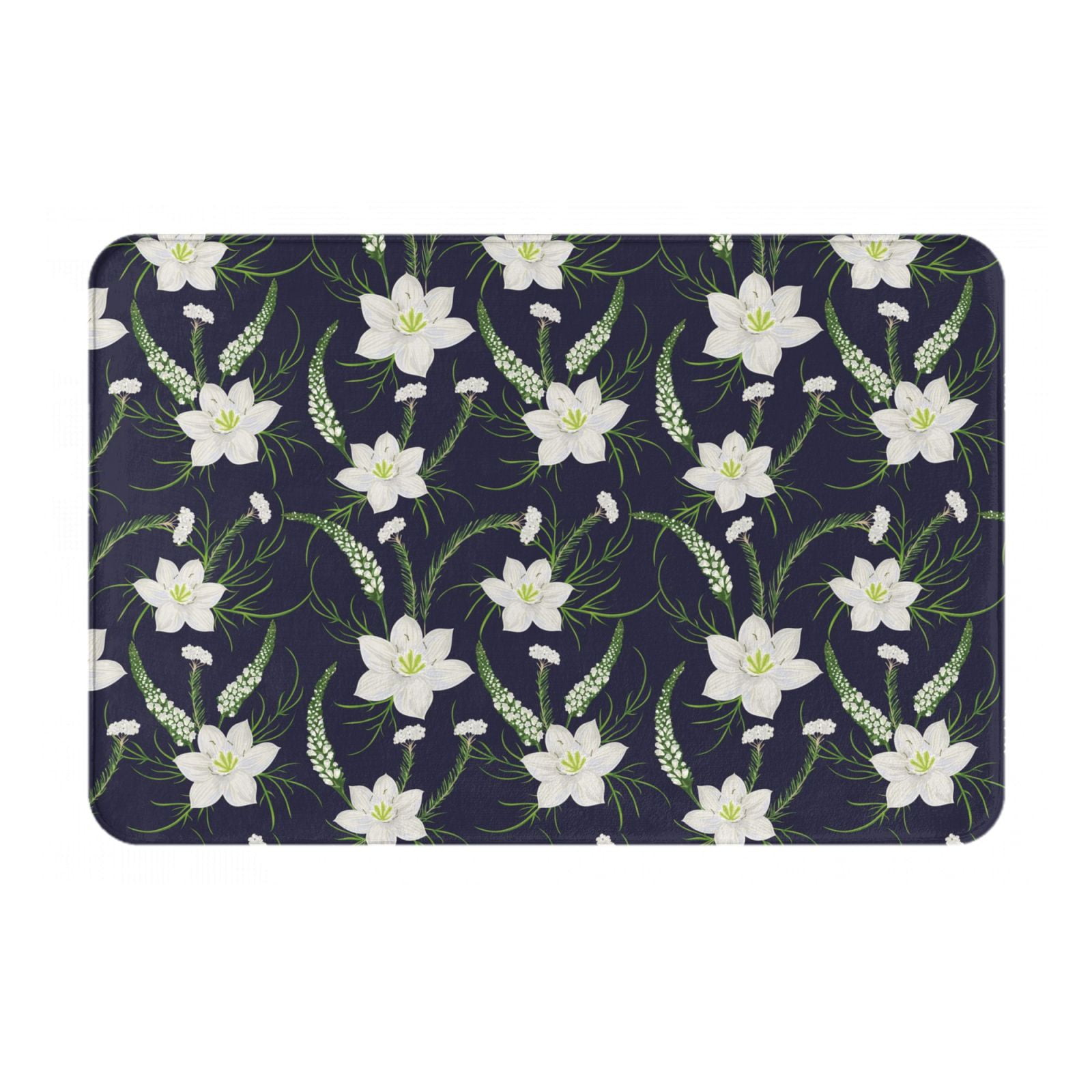 Nelaau Lilies Flowers Print Flannel Anti-slip Floor Mat 16x24in, Thick ...