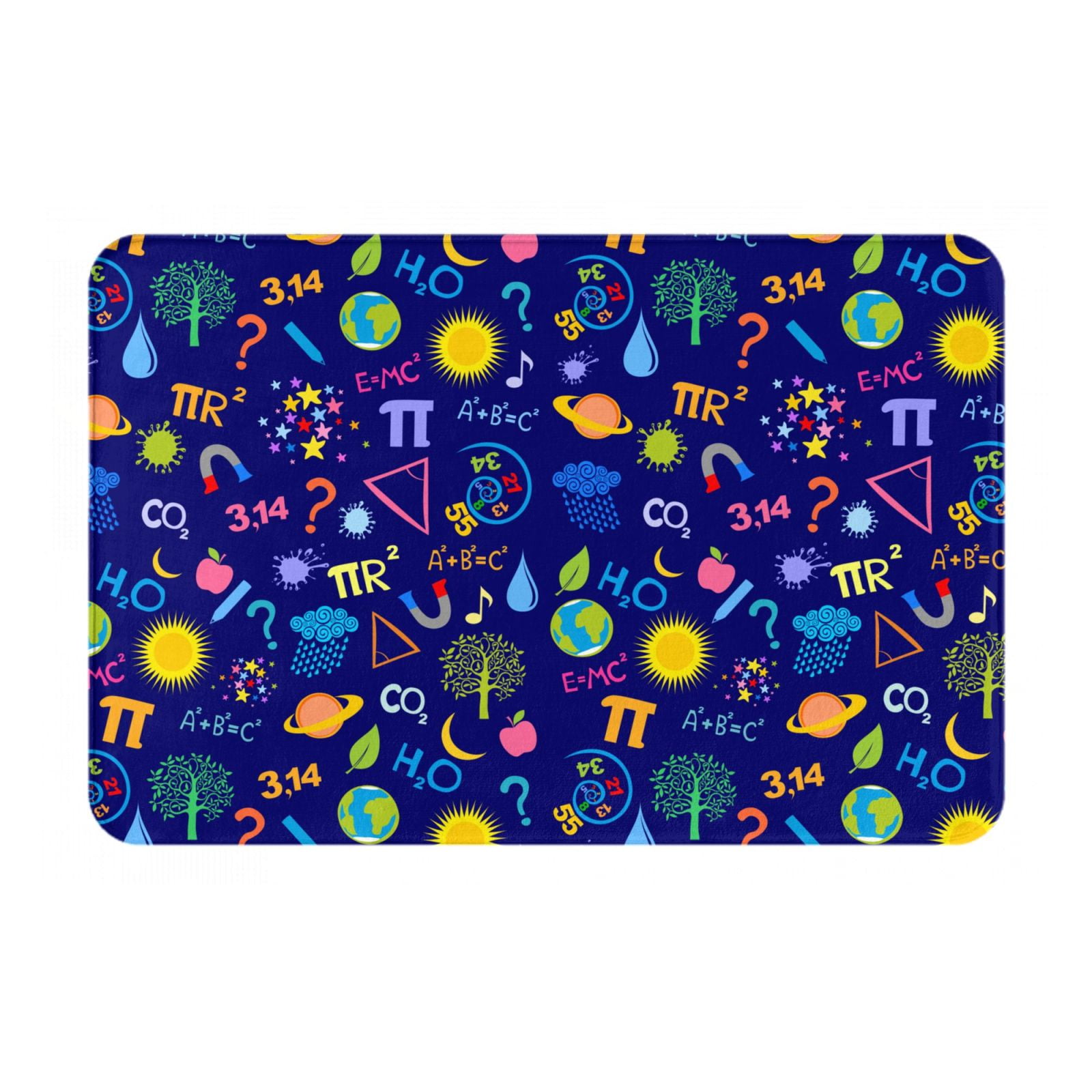 Nelaau Mathematics And Chemistry Print Flannel Anti-slip Floor Mat ...