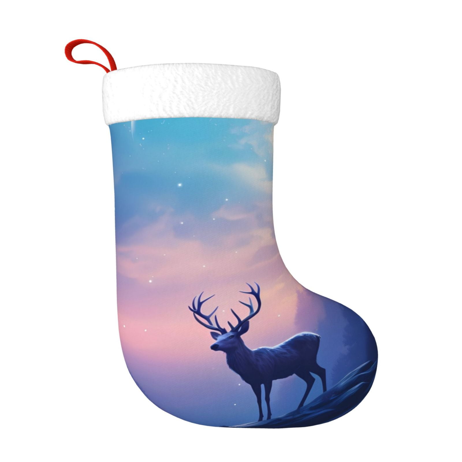 Nelaau Night Sky Elk for Christmas Decorative Stockings, 11x17.7 inches ...