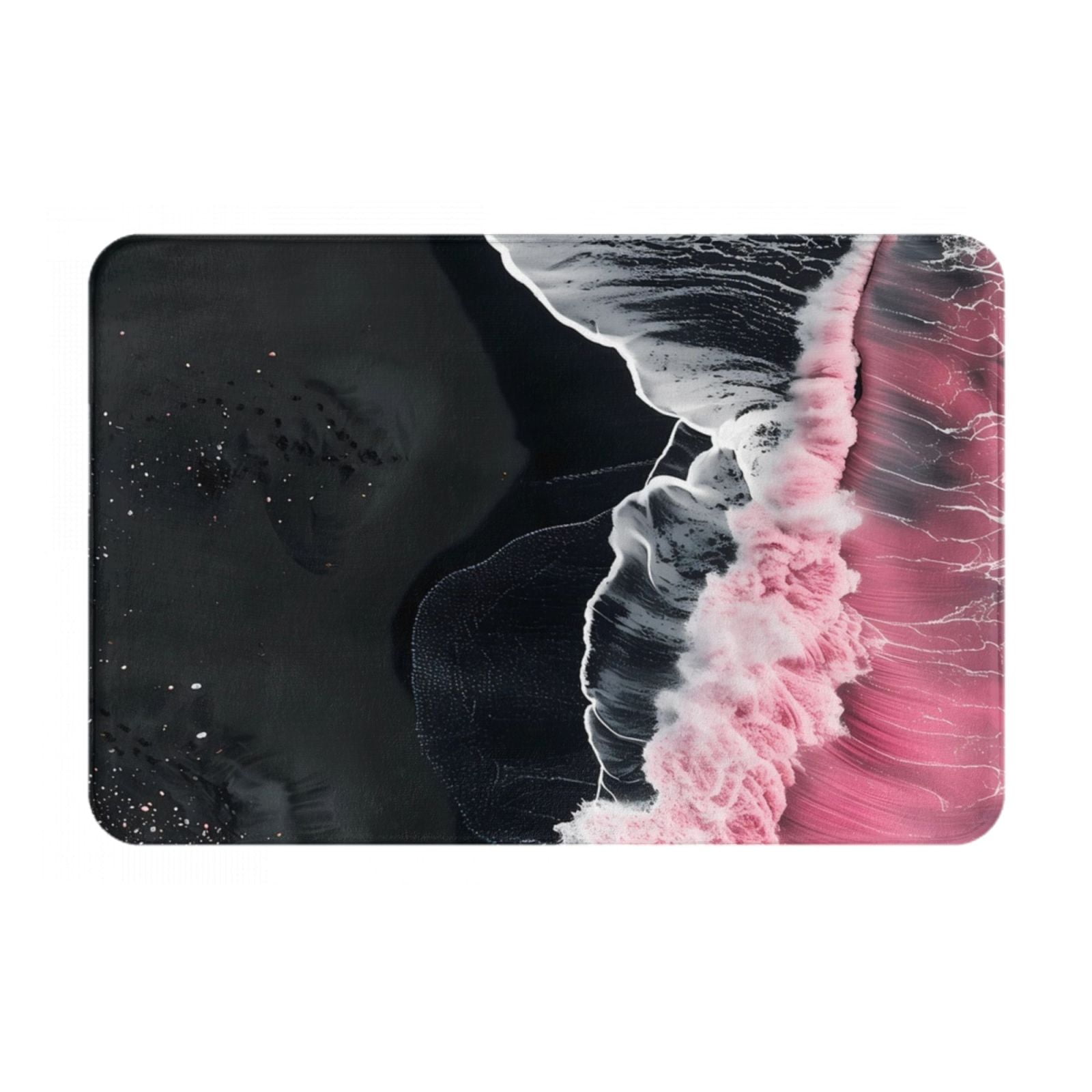 Nelaau Pink White Ocean Waves Print Flannel Anti-slip Floor Mat 16x24in ...