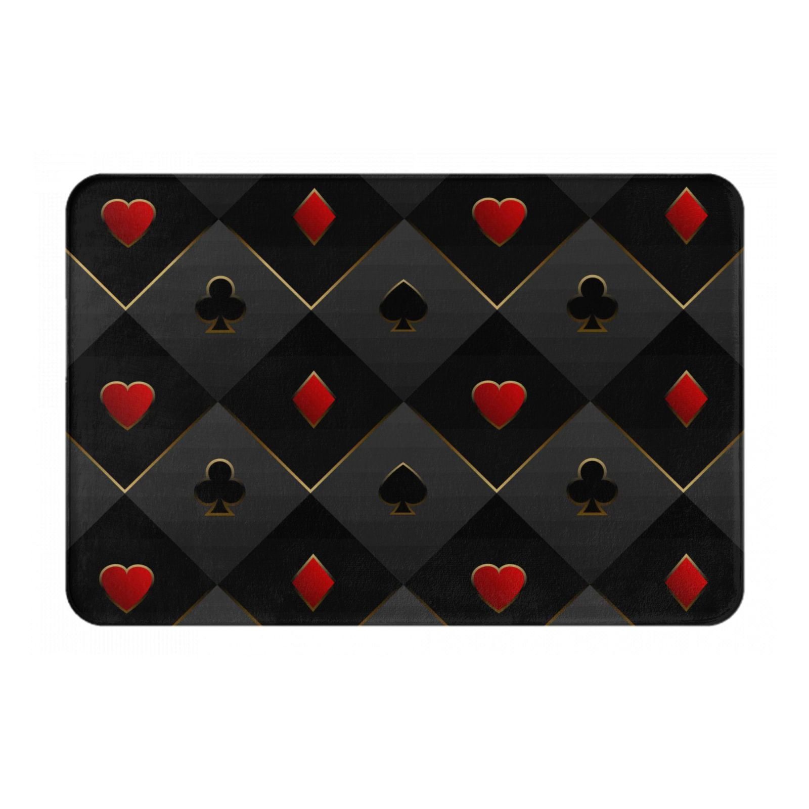 Nelaau Red Poker Print Flannel Anti-slip Floor Mat 16x24in, Thick ...