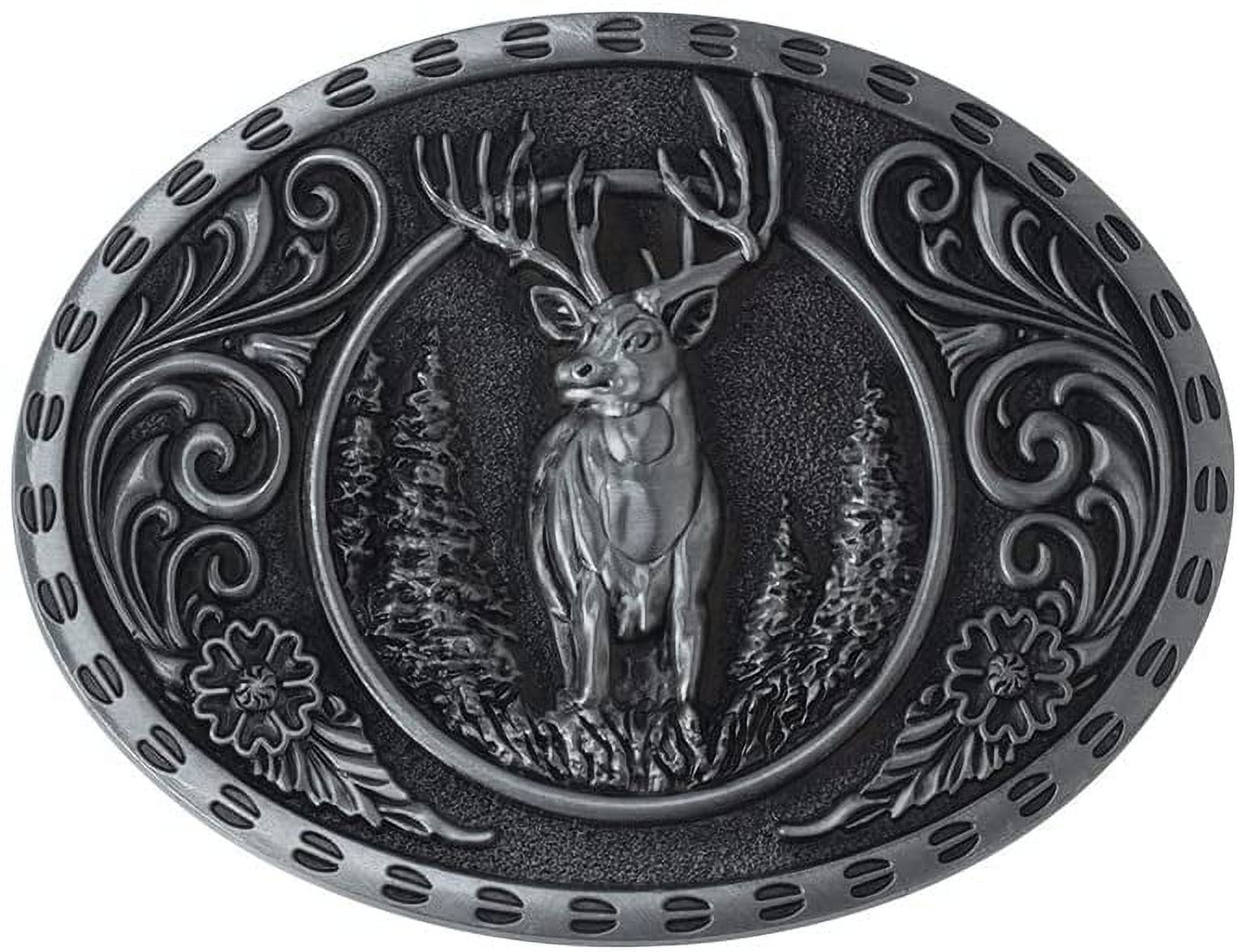 Nelbons Western Deer Head Belt Buckle, Zinc Alloy, Multicolor, 9.2x7cm ...