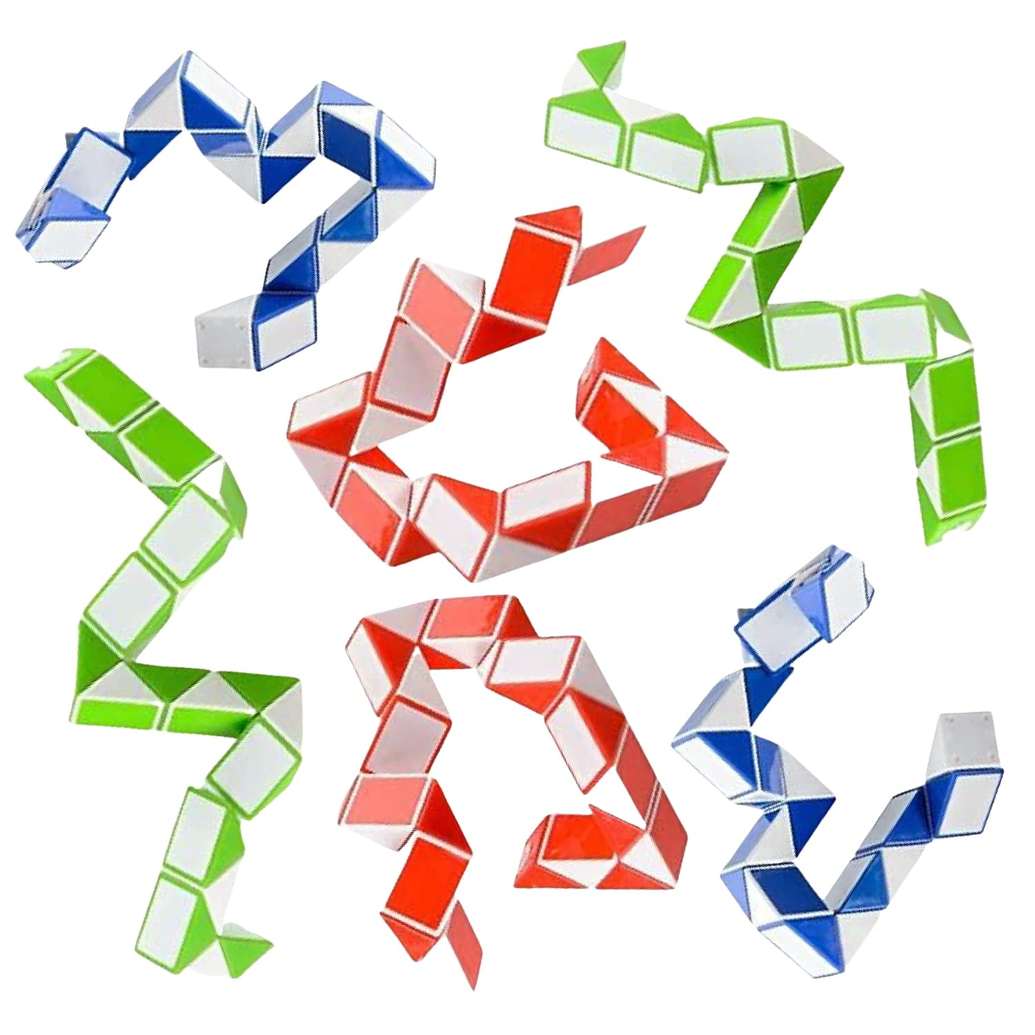 Neliblu Sensory Fidget Snake Cube Twist Puzzles Set - 6 Assorted Colors ...