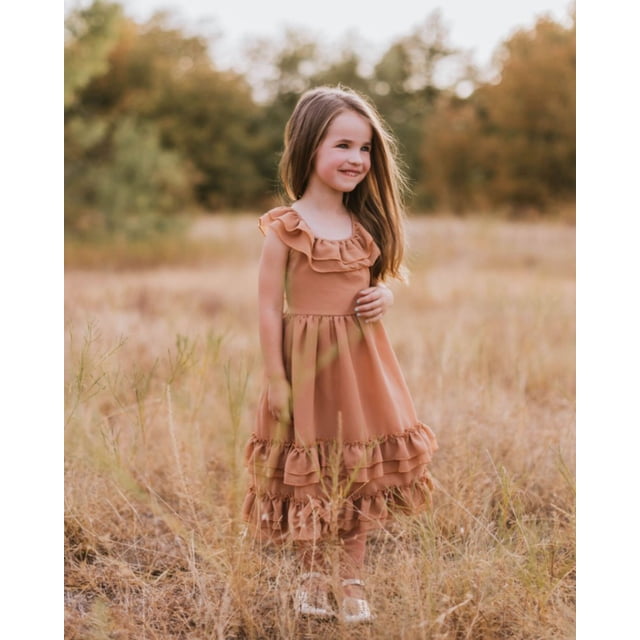 Nellie Ruffle Maxi Dress - Mocha - Walmart.com