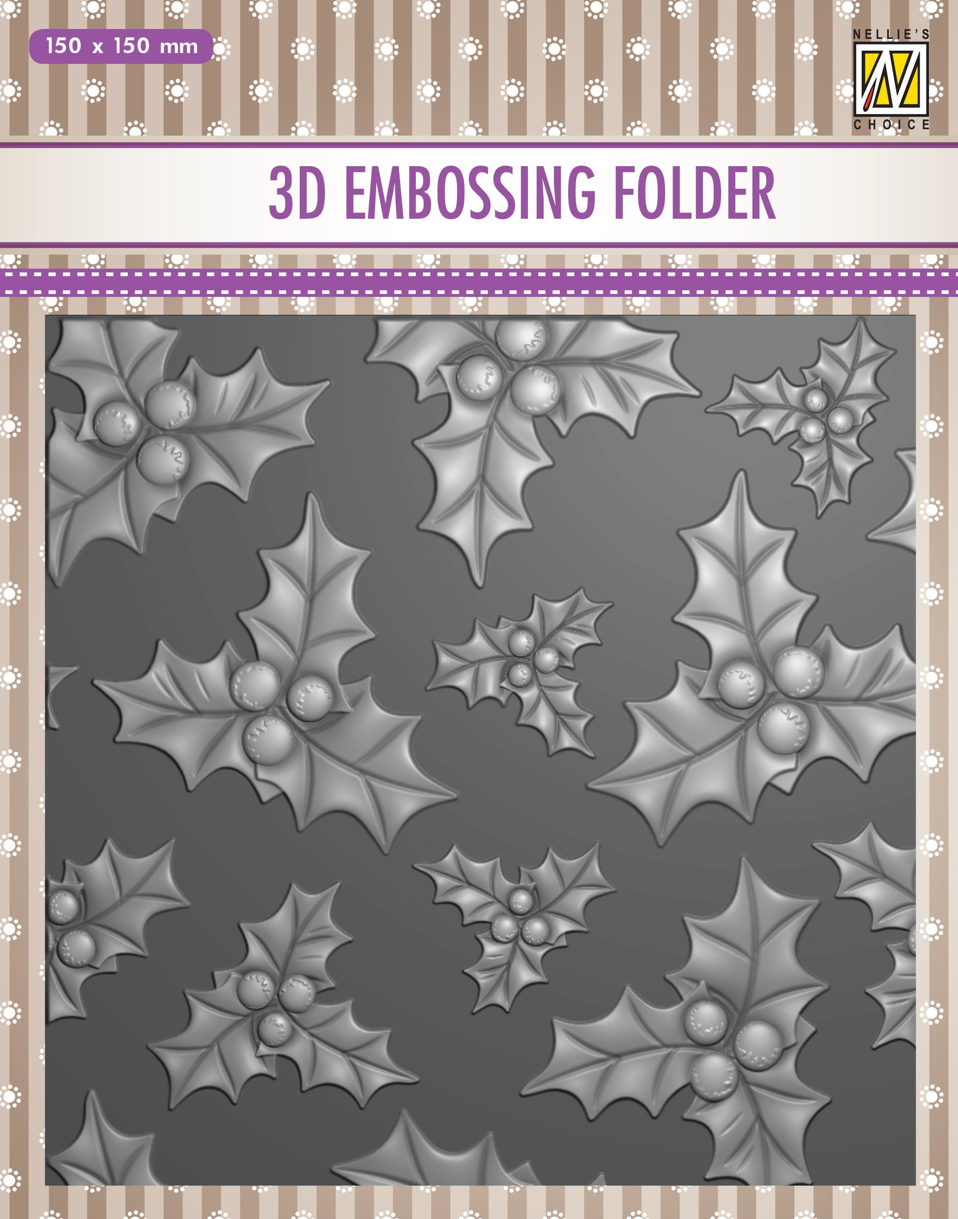 Nellie's Choice 3D Embossing Folder - Holly Leaves & Berries - Walmart.com
