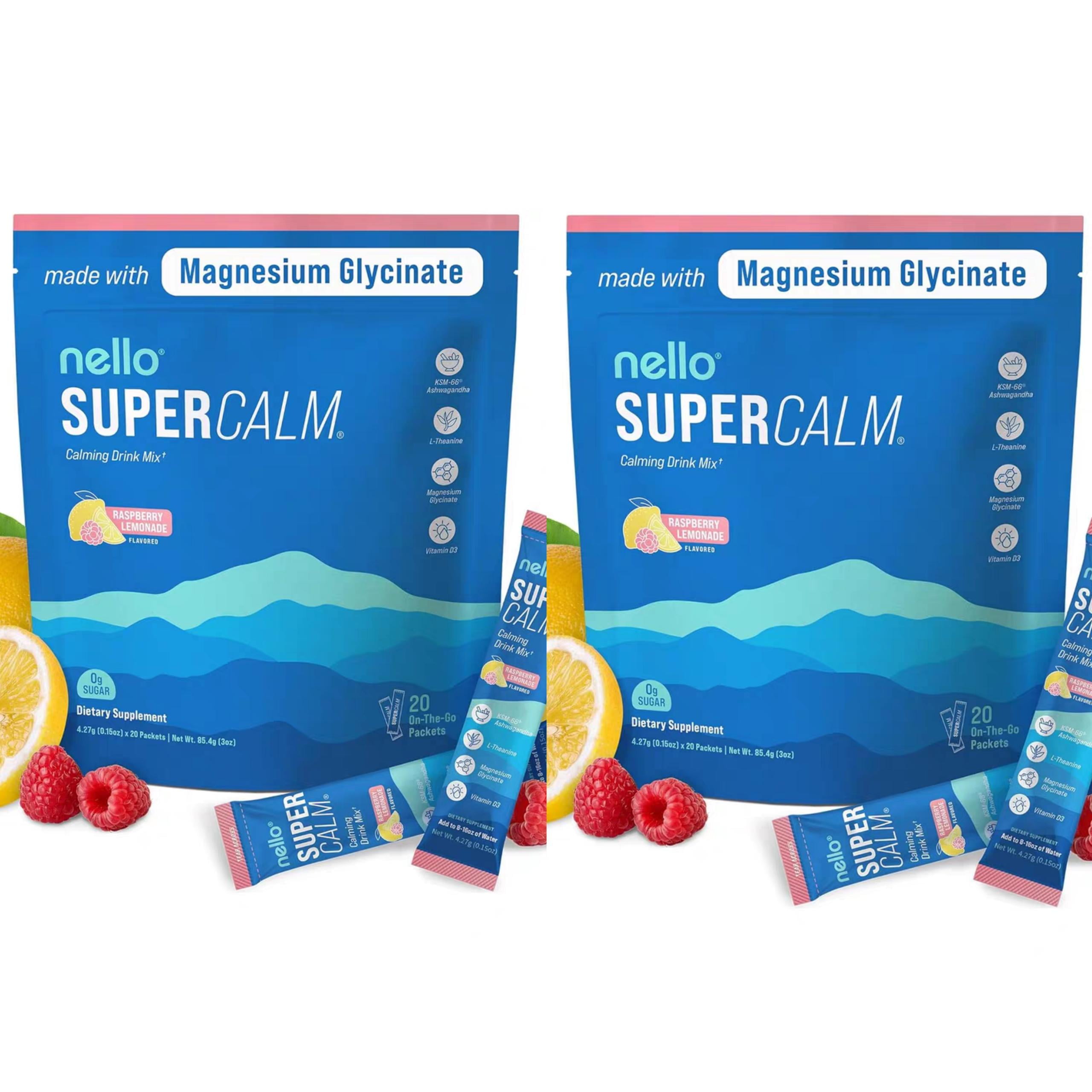Nello Super Calm Raspberry Lemonade Powder, Supercalm Powdered Drink Mix, Supplements For ...