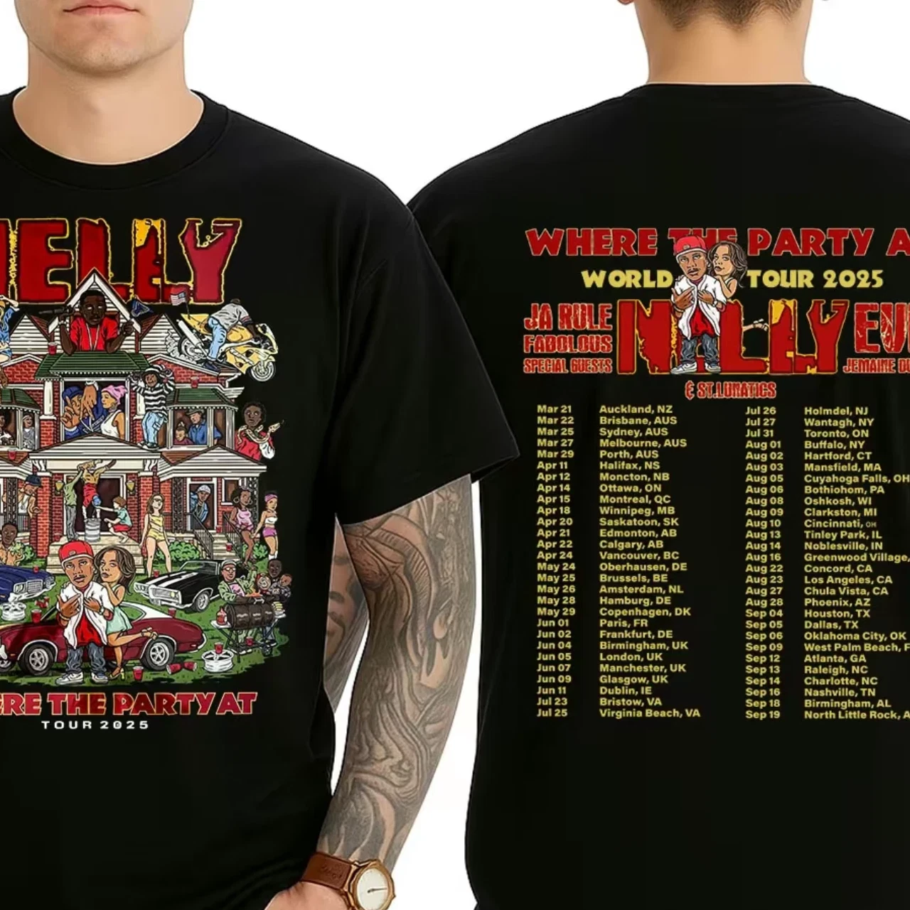 Nelly Where The Party At Tour 2025 Double Sided Unisex Tee, Nelly Where ...