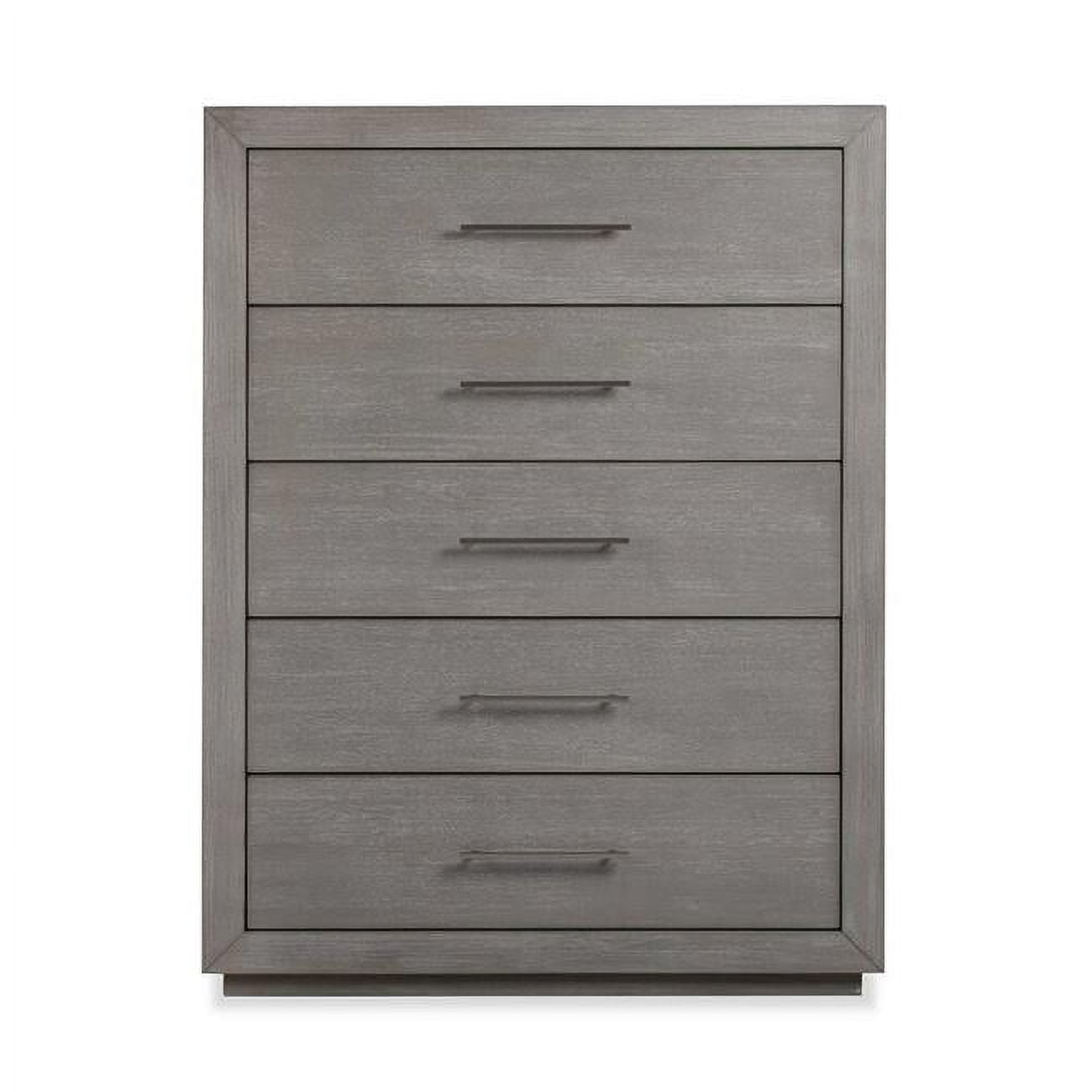 Nels 53 Inch Tall Dresser Chest, 5 Drawers, Gray Acacia Wood, Mitered ...