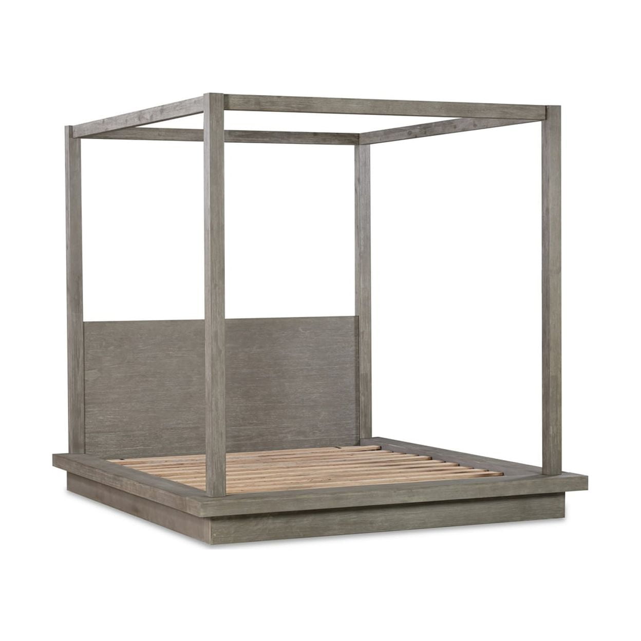 Nels Full Platform Canopy Bed, Low Profile, Mitered Edges, Mineral Gray ...