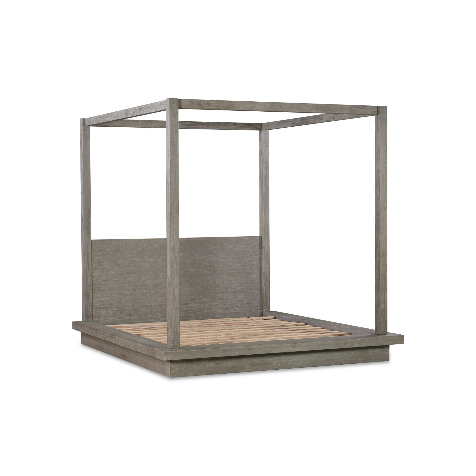 Nels Queen Platform Canopy Bed, Low Profile, Mitered Edges, Mineral ...