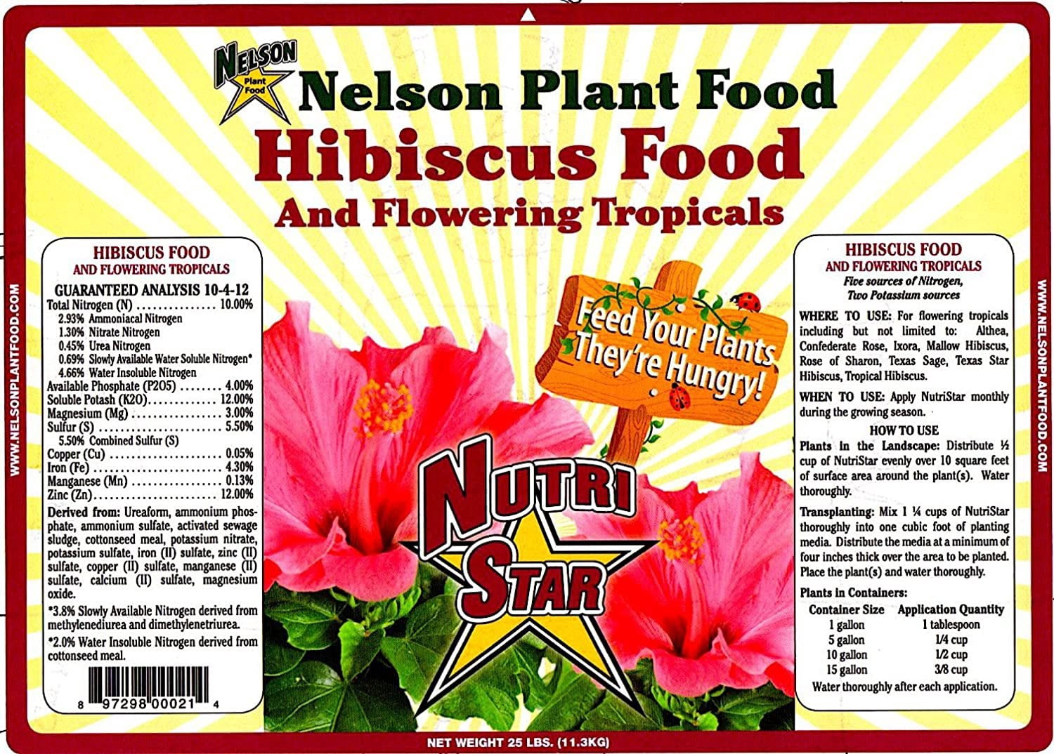 Nelson Hibiscus Potassium-feeding Tropicals 10-4-12 25lb - Walmart.com