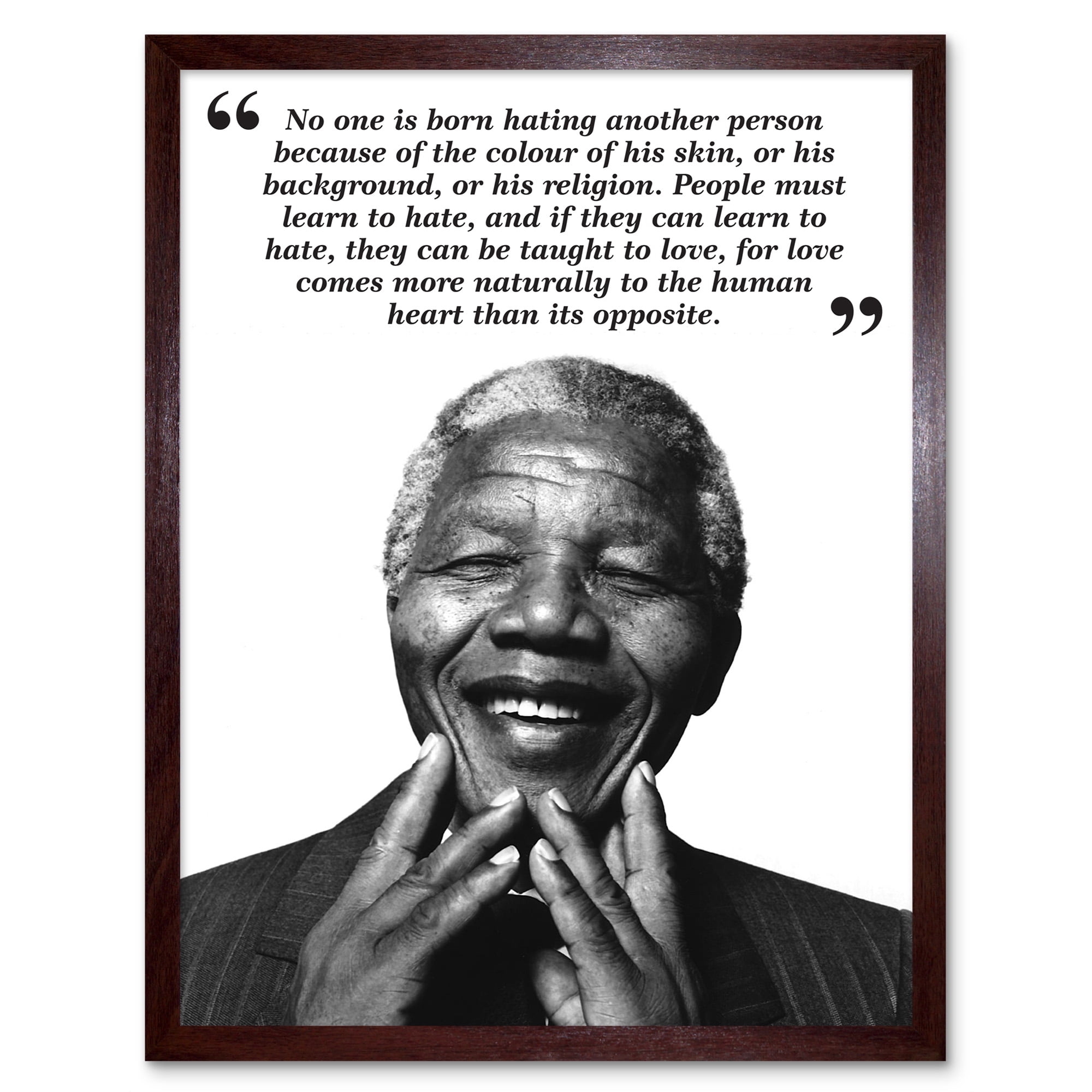 Nelson Mandela No One Is Born Hating Black and White Portrait Picture ...