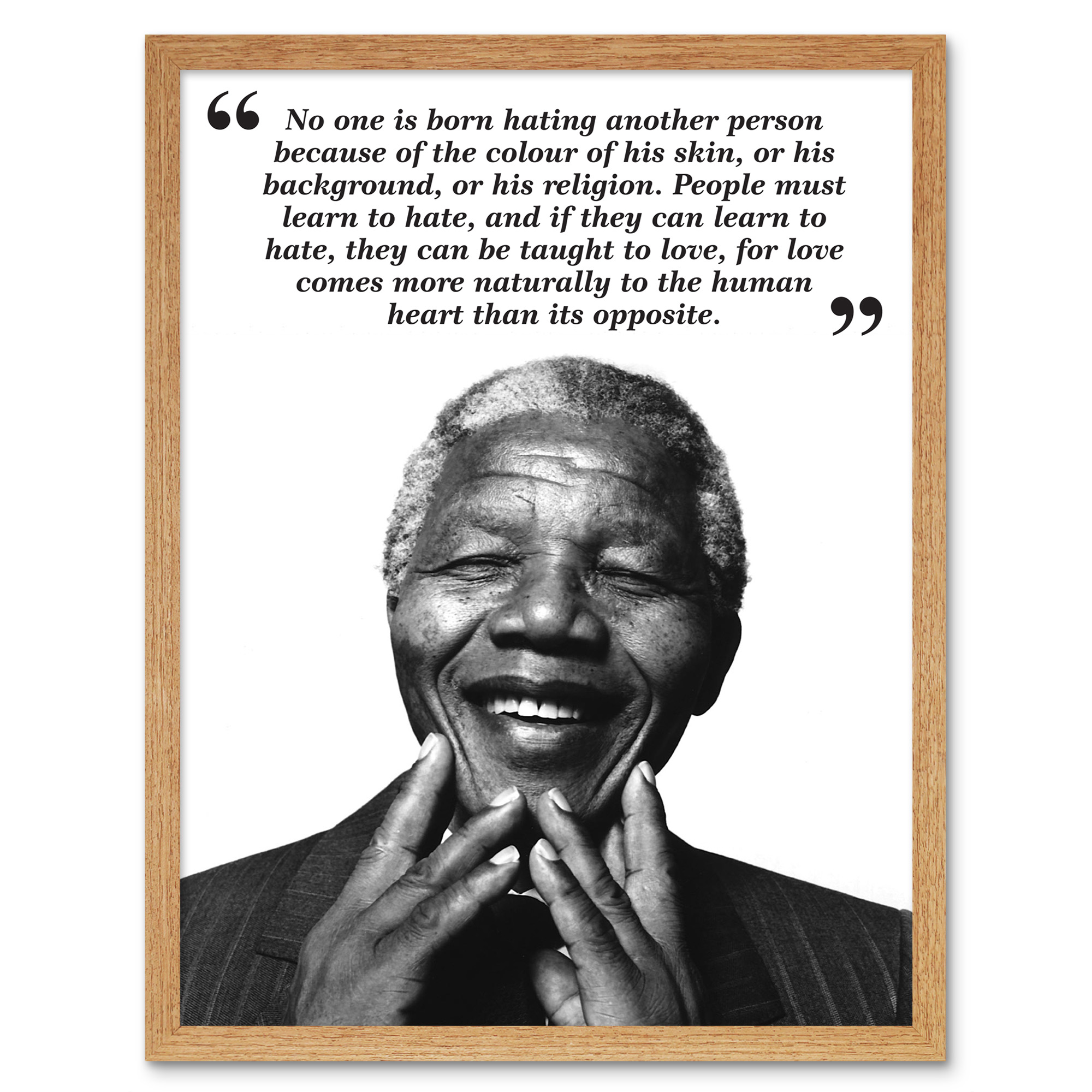 Nelson Mandela No One Is Born Hating Black and White Portrait Picture ...