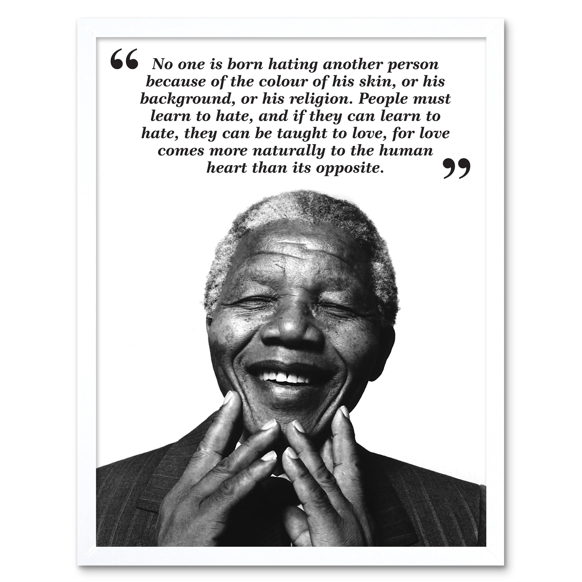 Nelson Mandela No One Is Born Hating Black and White Portrait Picture ...
