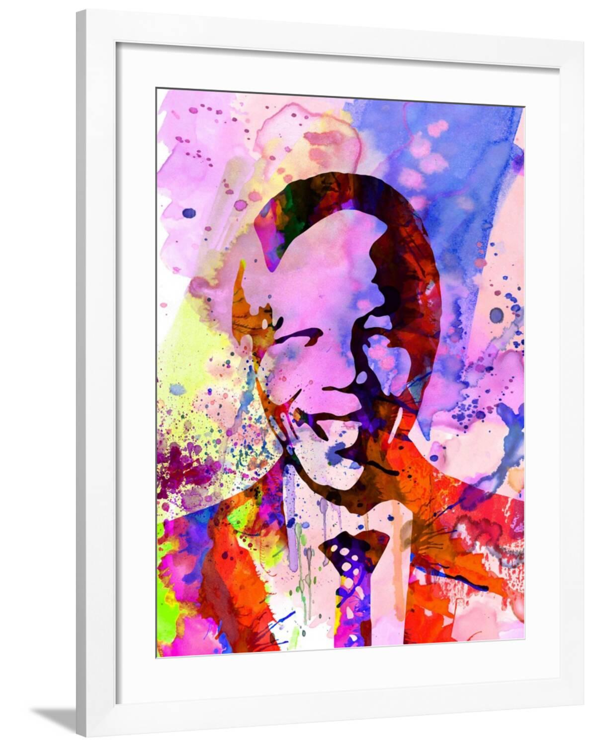 Art.com Nelson Mandela Watercolor Art Print by Anna Malkin, White Frame ...
