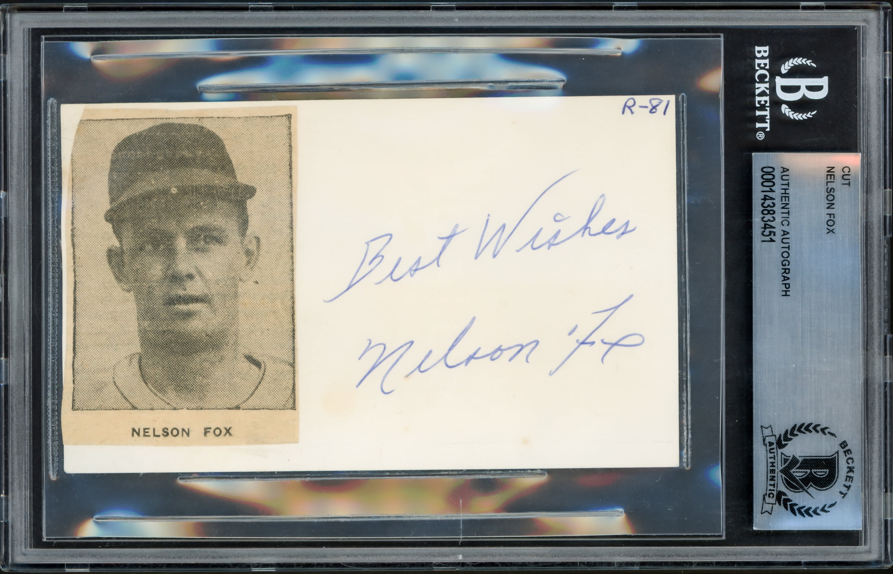 Nelson Nellie Fox Autographed 3x5 Cut Signature Chicago White Sox "Best ...