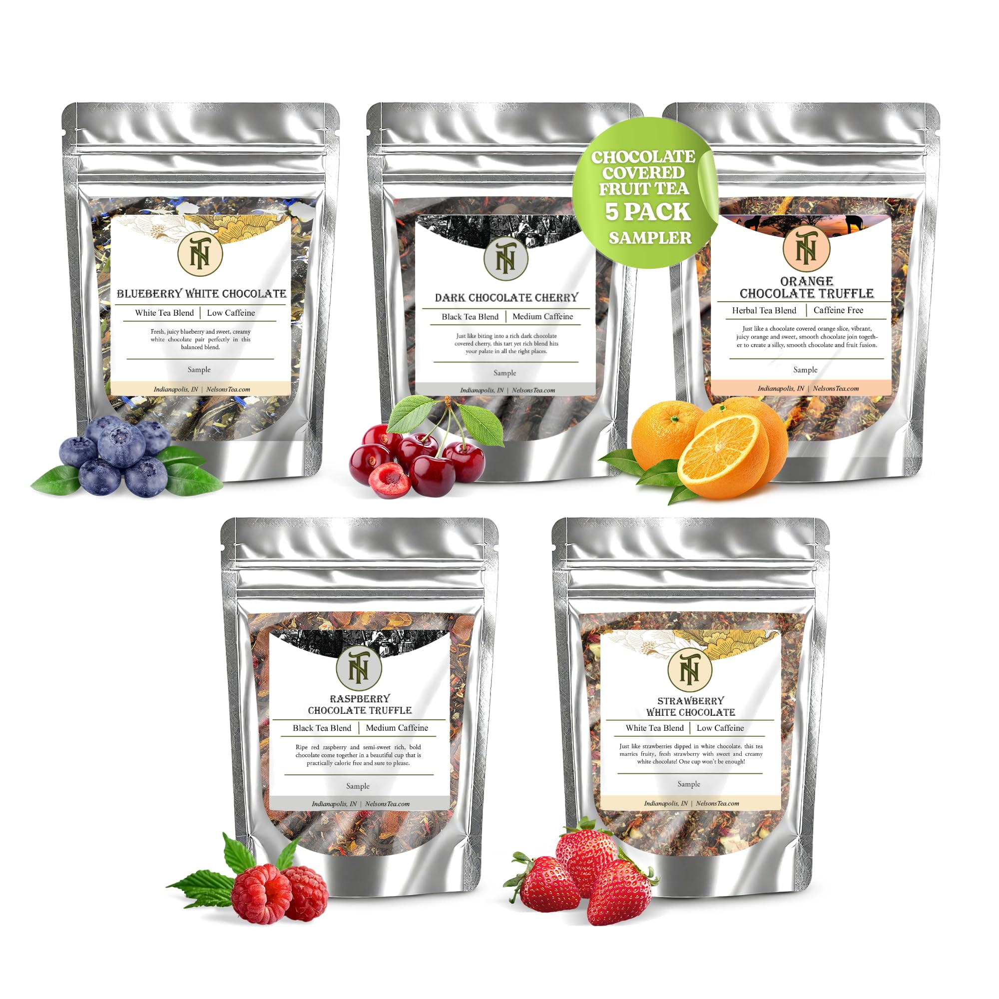 Nelson's Tea - Chocolate Covered Fruit Tea Sampler - Blueberry White ...