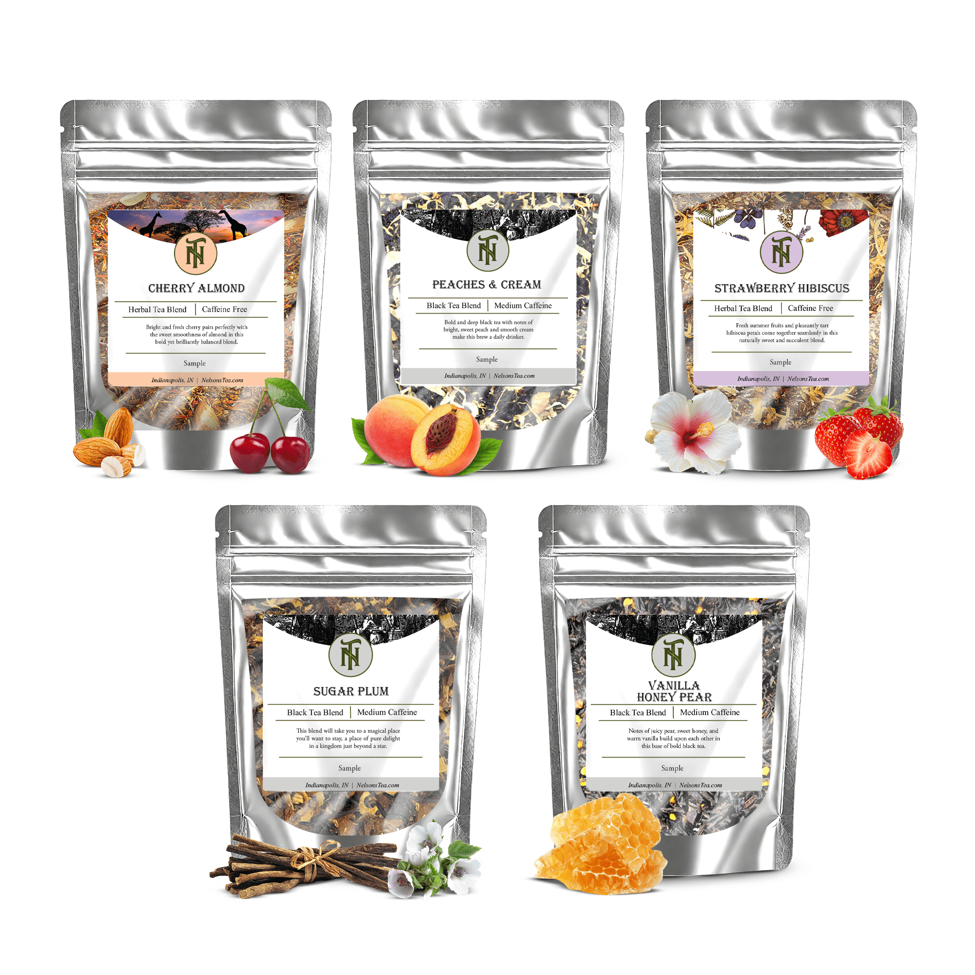 Nelson's Tea - Fruit Tea Sampler - Cherry Almond, Peaches & Cream ...