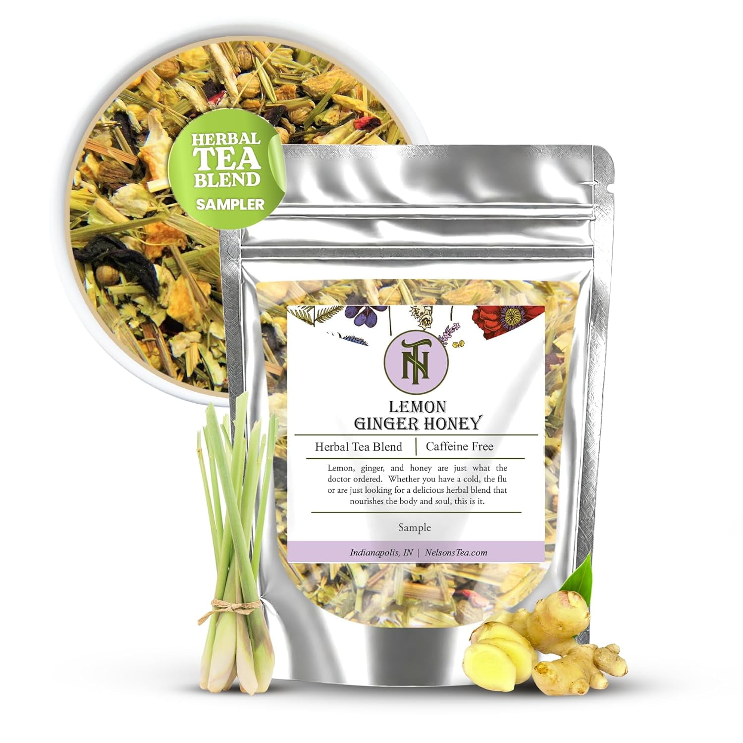 Nelson's Tea - Lemon Ginger Honey - Herbal Loose Leaf Tea - Echinacea ...