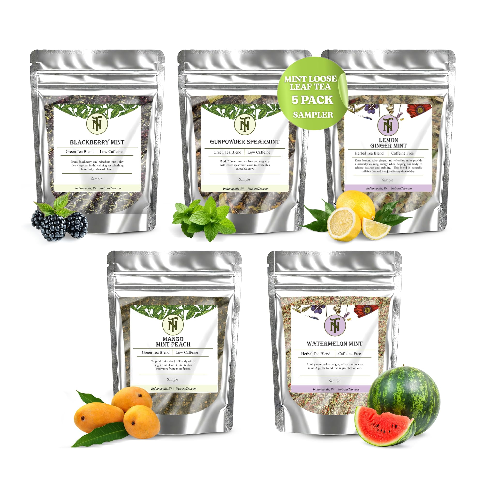 Nelson's Tea Mint Tea Loose Leaf Sampler Pack - Blackberry Mint ...