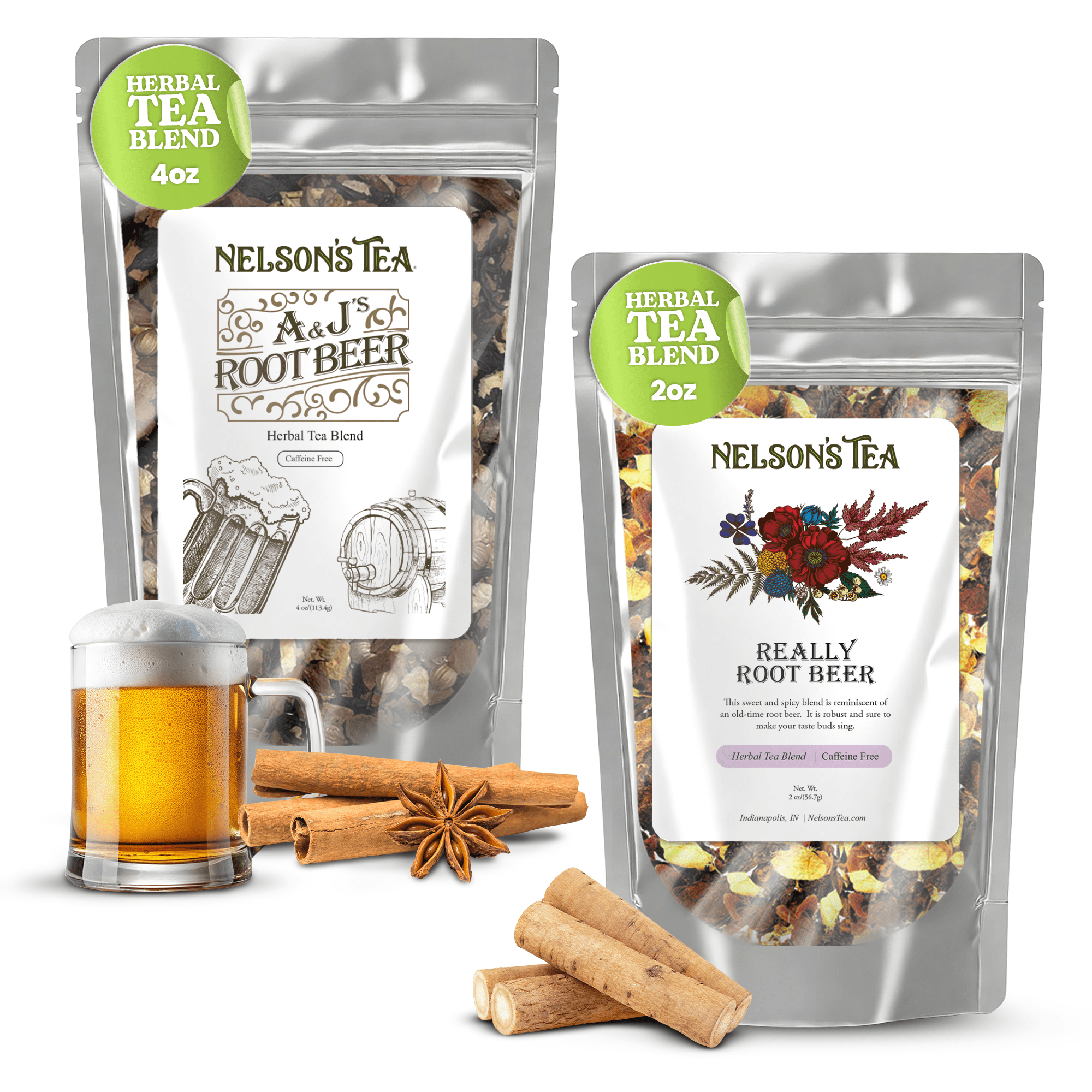 Nelson's Tea Root Beer Bundle - A&J's Root Beer (4oz) & Really Root ...