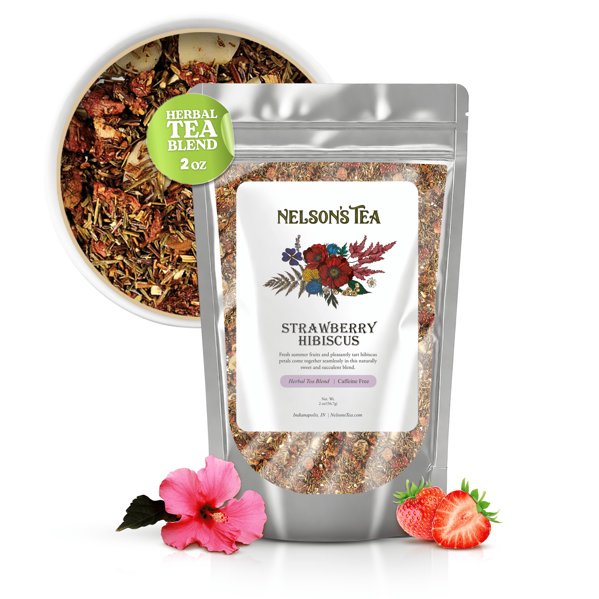 Nelson's Tea - Strawberry Hibiscus - Rooibos Loose Leaf Tea - Green ...
