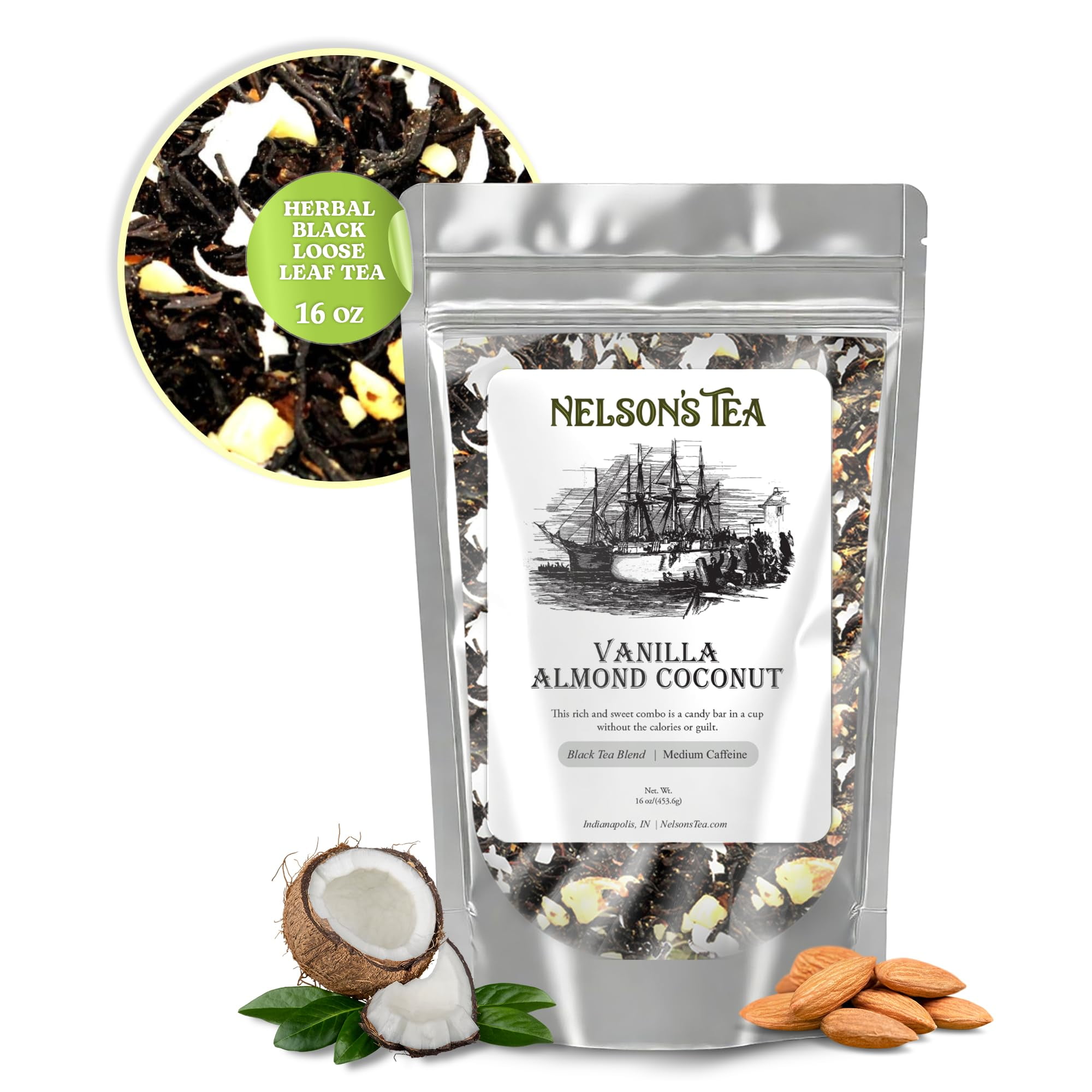 Nelson's Tea Vanilla Almond Coconut - Herbal Black Loose Leaf Tea ...
