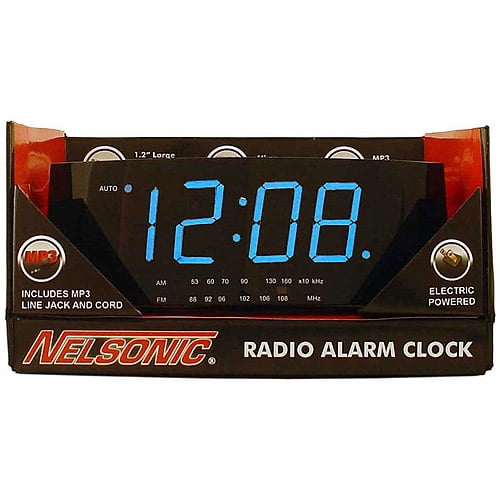 Nelsonic Blue 1.2" LED Clock Radio, Black - Walmart.com