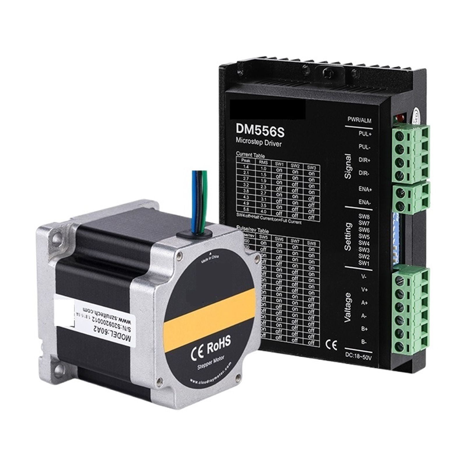 Nema 24 Stepper Motor Kit 2 Phase 2.2N.m 4A Stepper Motor 18-50VAC Driver For CNC Kit Engraving ...