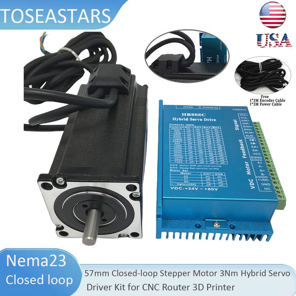 Nema34 Closed Loop Stepper Motors 12Nm(1714oz.in) 6A Hybrid Servo Driver CNC Kit - Walmart.com