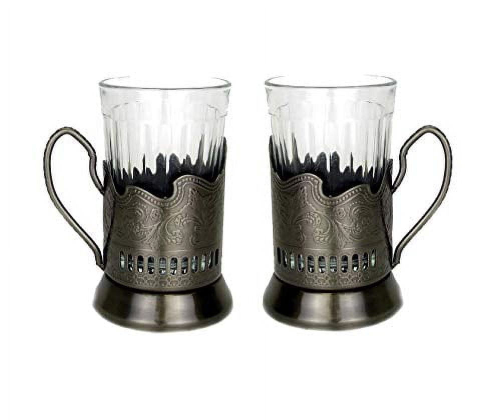 Neman 7 Oz Crystal Granyoniy Tea Glass with Podstakannik, Hot/Cold ...