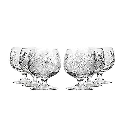 Neman Set of 6 10-Oz Hand Made Vintage Russian Crystal Glasses, Brandy ...