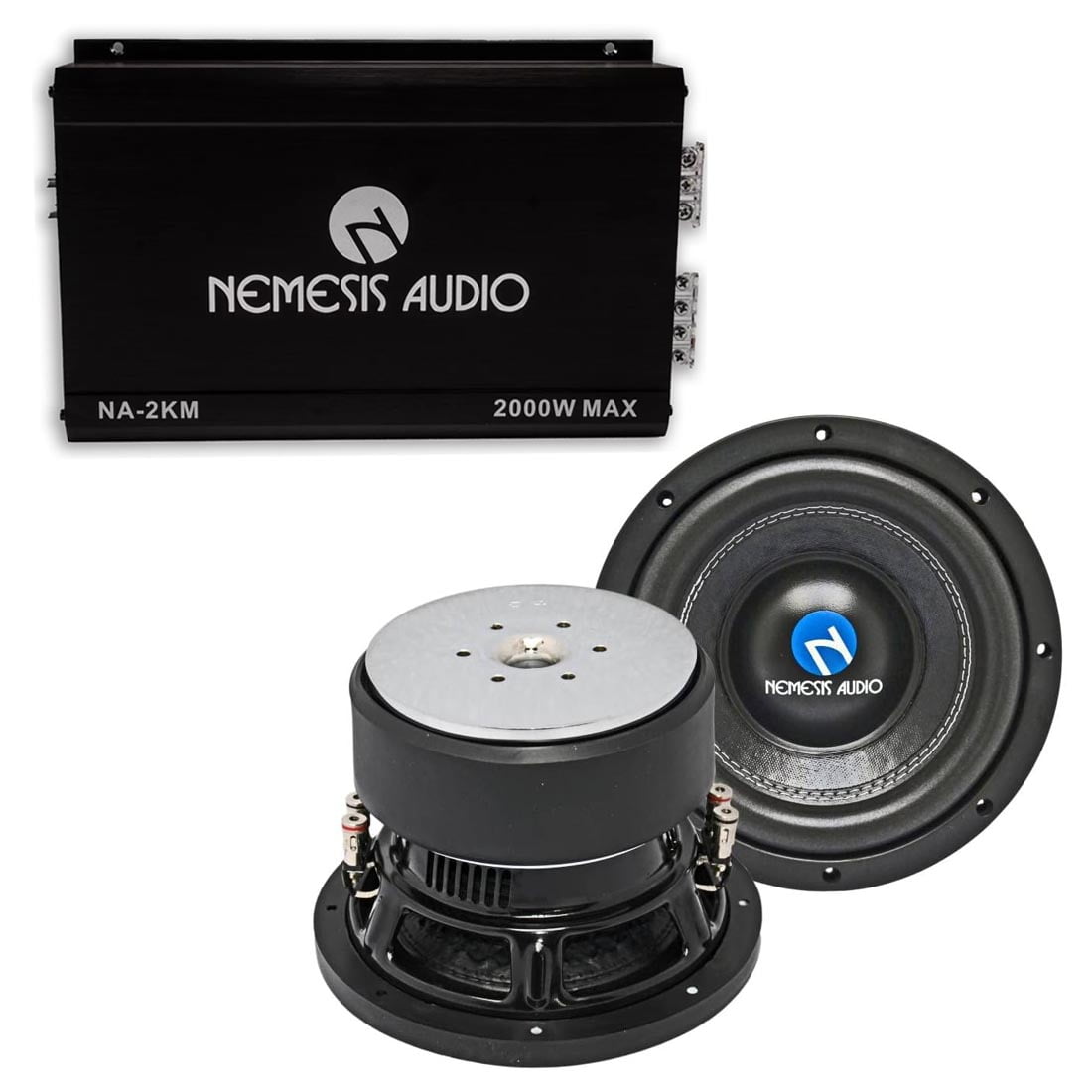 Nemesis Audio Monoblock Amplifier + (2) 8" Dual 4-Ohm Subwoofer Audio ...